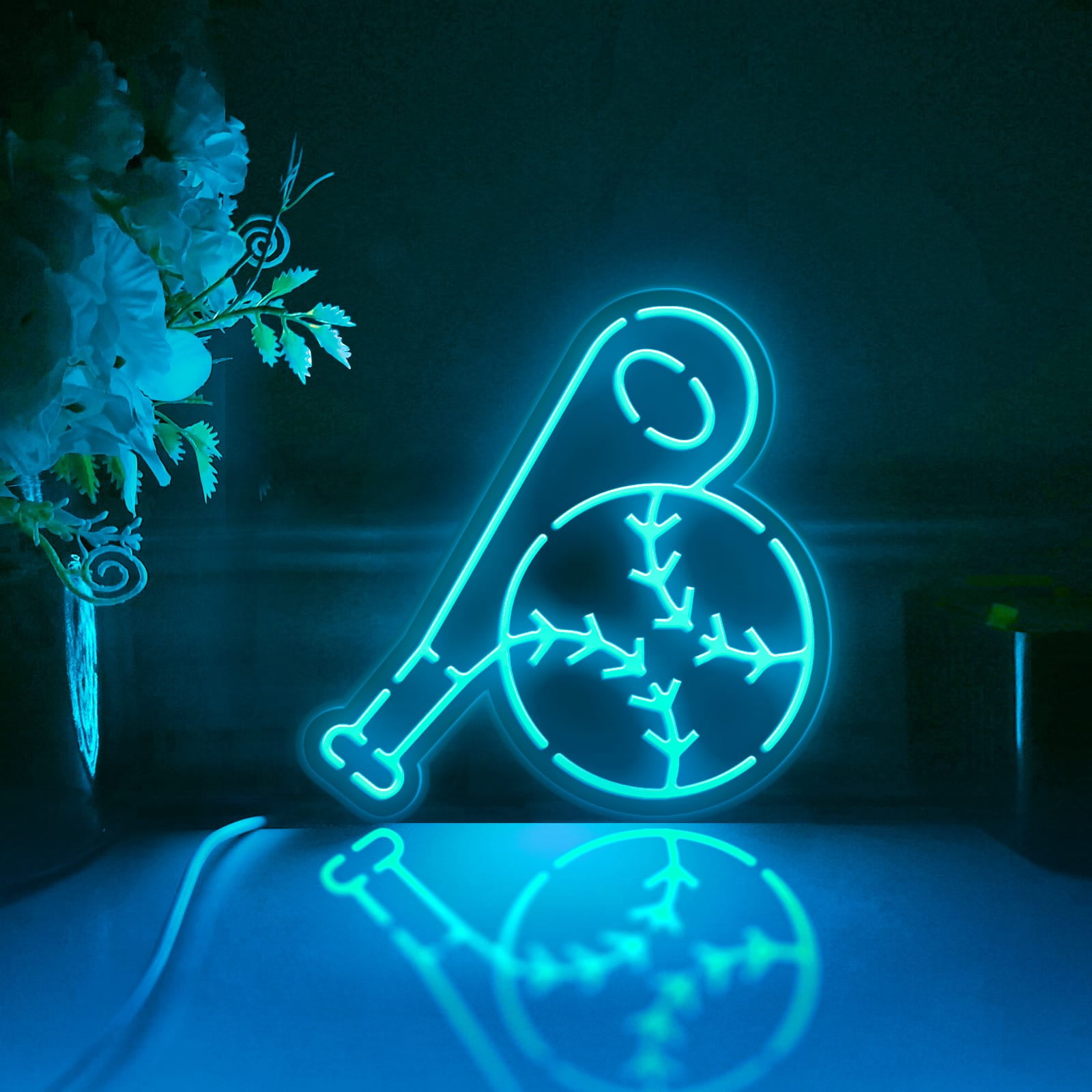 Baseball And Bat Led Light Box, Dimmable Neon-Like Light Signs USB ...