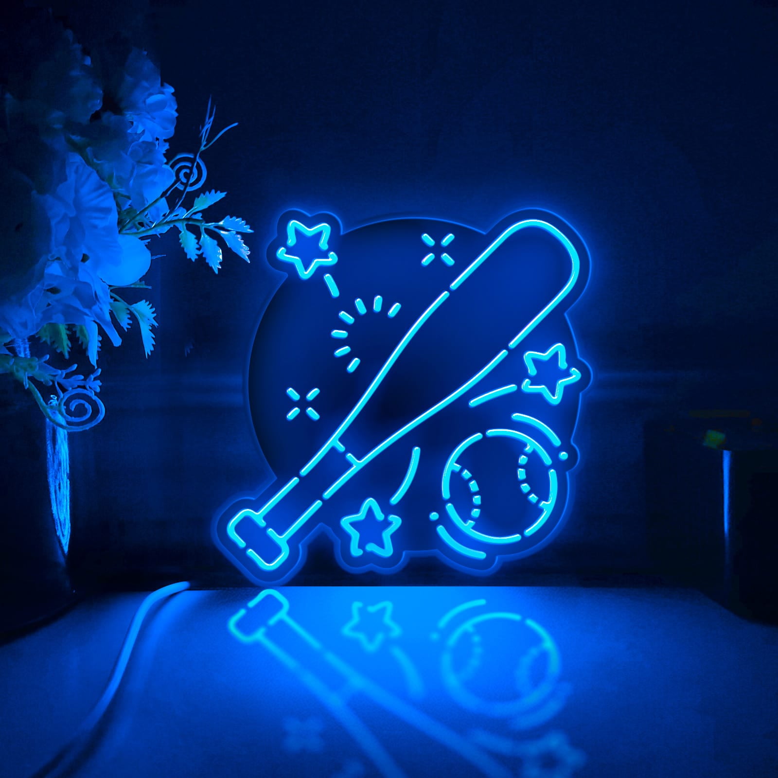 Baseball And Bat Led Light Box, Dimmable Neon-Like Light Signs USB ...