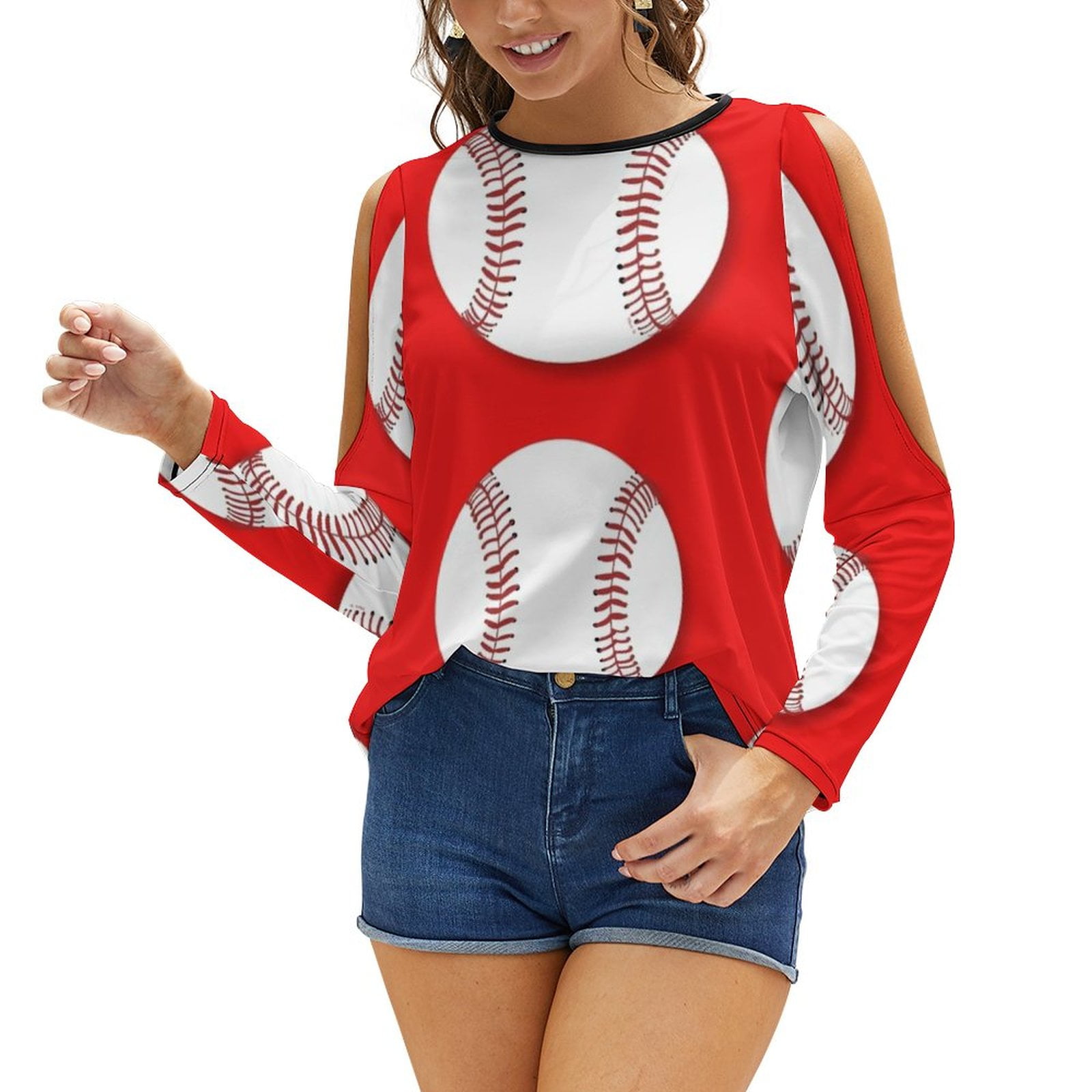 Baseball And Club Fashion Female T-Shirt Short Sleeve Off Shoulder Lady ...