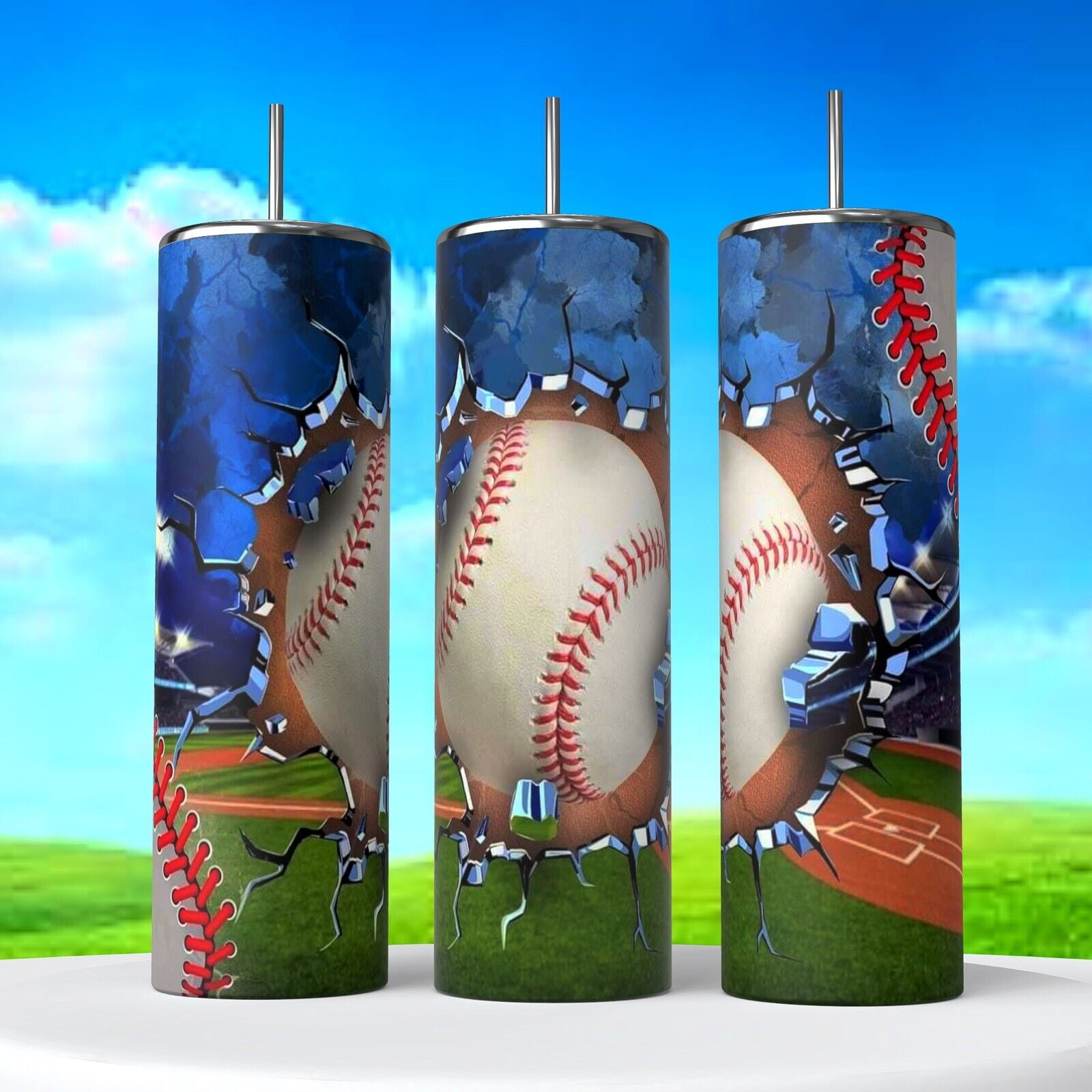 Baseball And field Splatter Image 20 Oz Tumbler coffee Cup sublimated ...