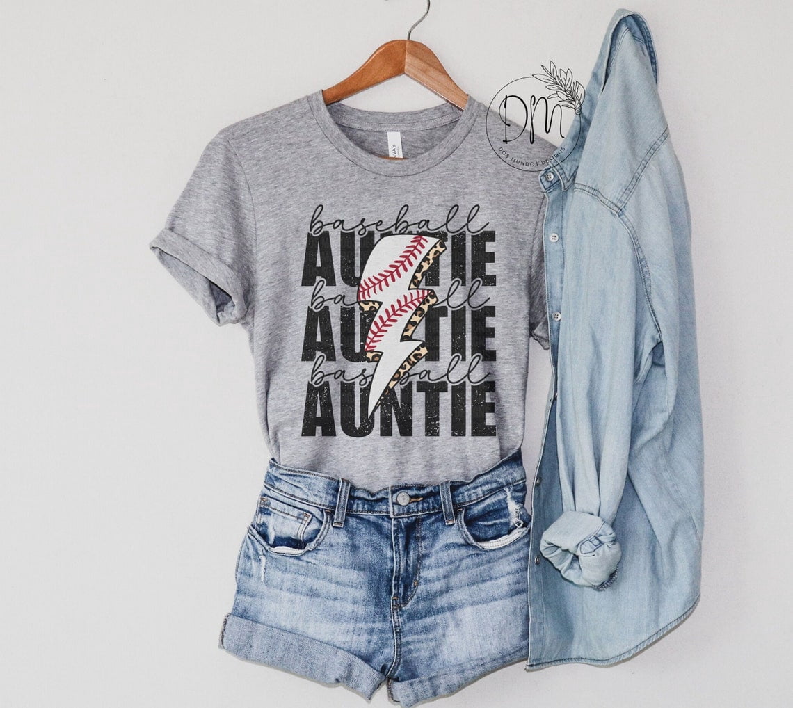 Baseball Auntie Shirt Baseball Aunt Panther Lightning Bolt Shirt ...