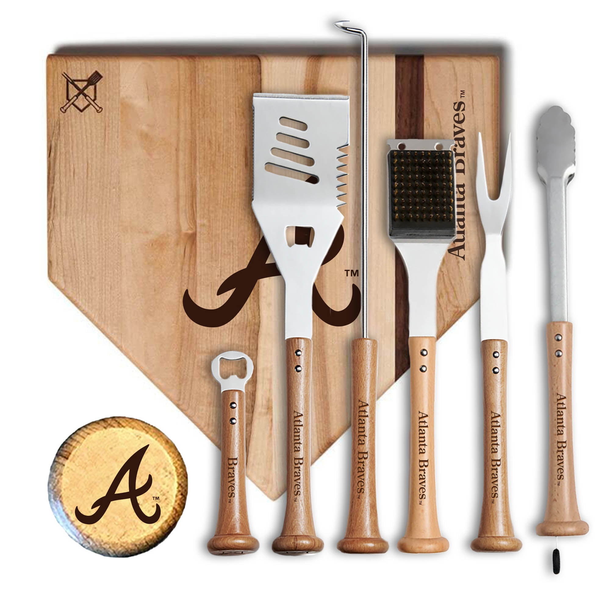 Baseball BBQ Atlanta Braves MVP 17- Cutting Board & 6-Piece BBQ Tools ...