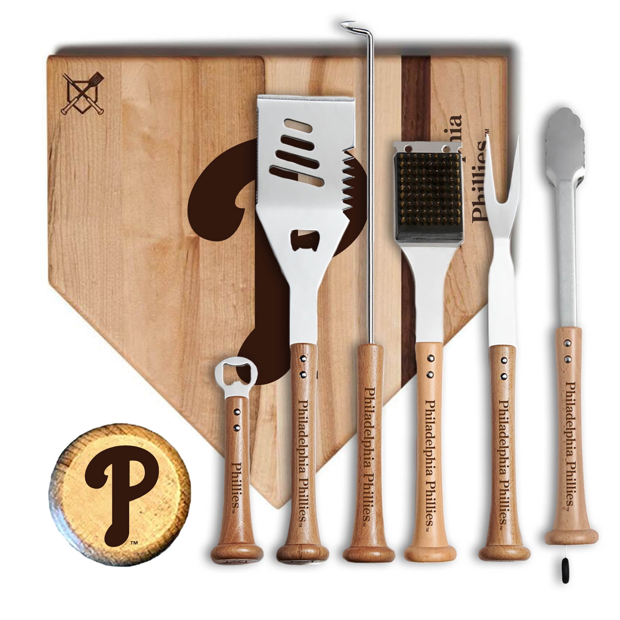 Baseball BBQ Philadelphia Phillies MVP 17- Cutting Board & 6-Piece BBQ ...