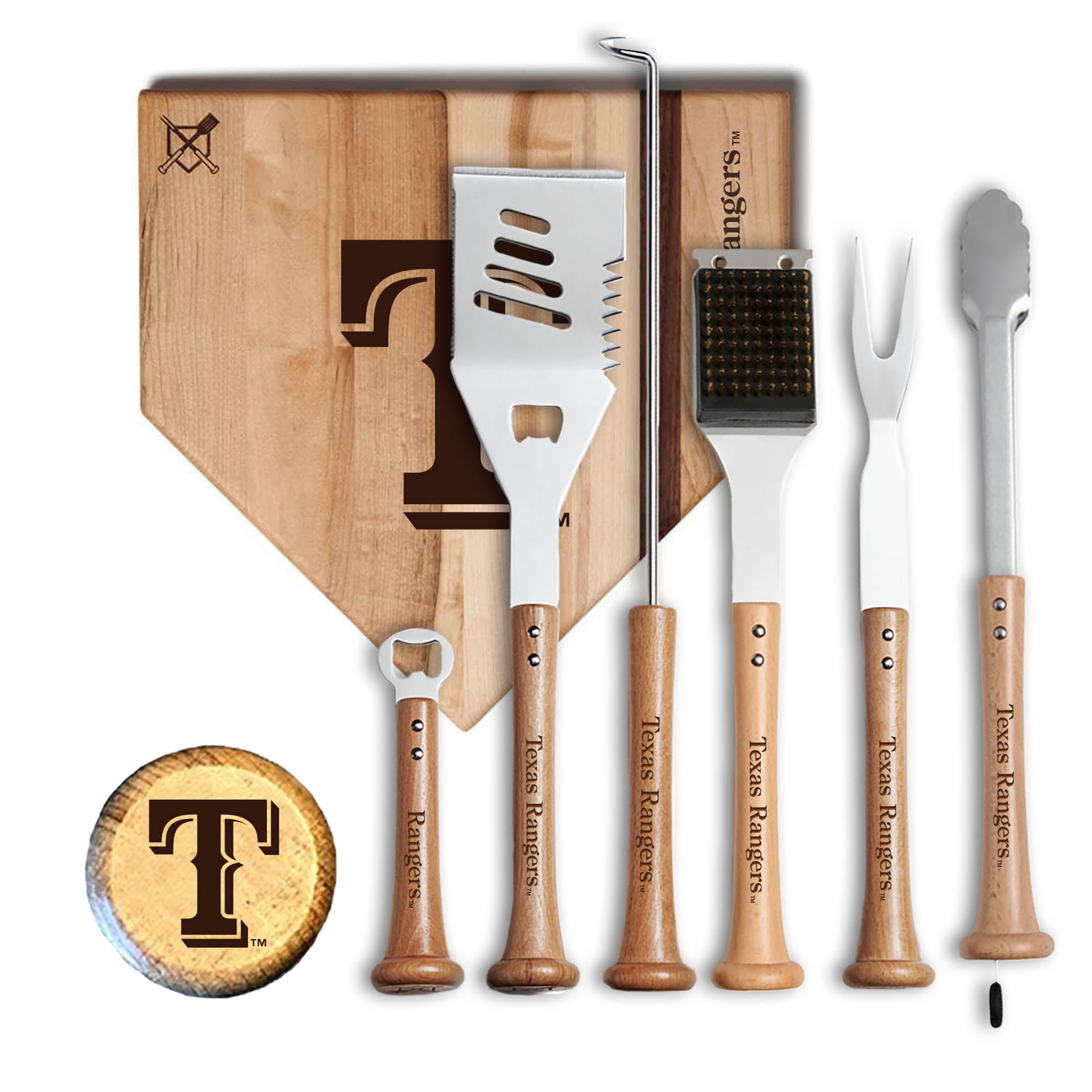 Baseball BBQ Texas Rangers MVP 12- Cutting Board & 6-Piece BBQ Tools ...