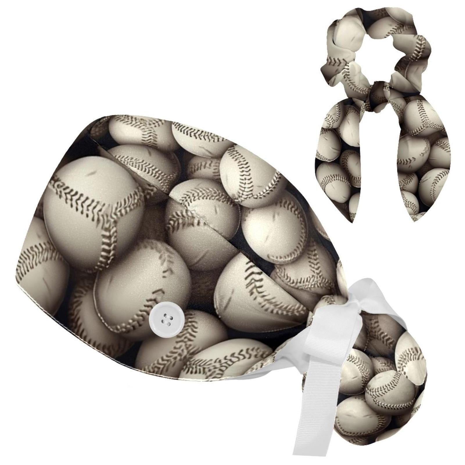 Baseball Ball Background Adjustable Bouffant Cap Hat Working Cap ...