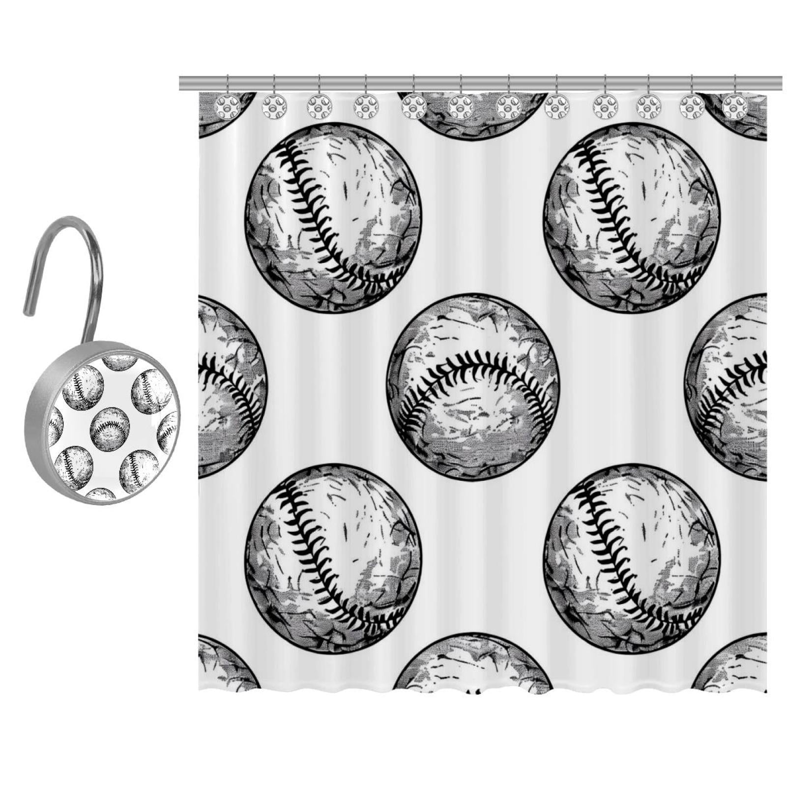Baseball Ball Background Bathroom Decor Set | Includes Shower Curtain ...