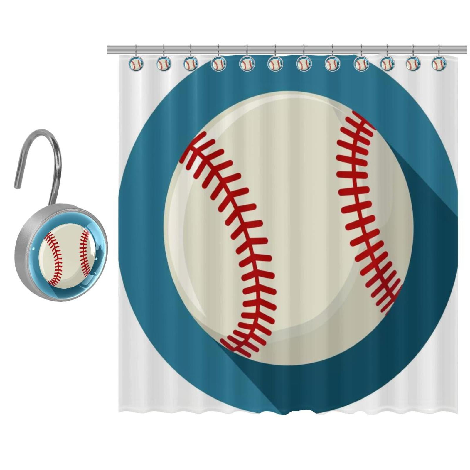 Baseball Ball Background Bathroom Decor Set | Includes Shower Curtain ...