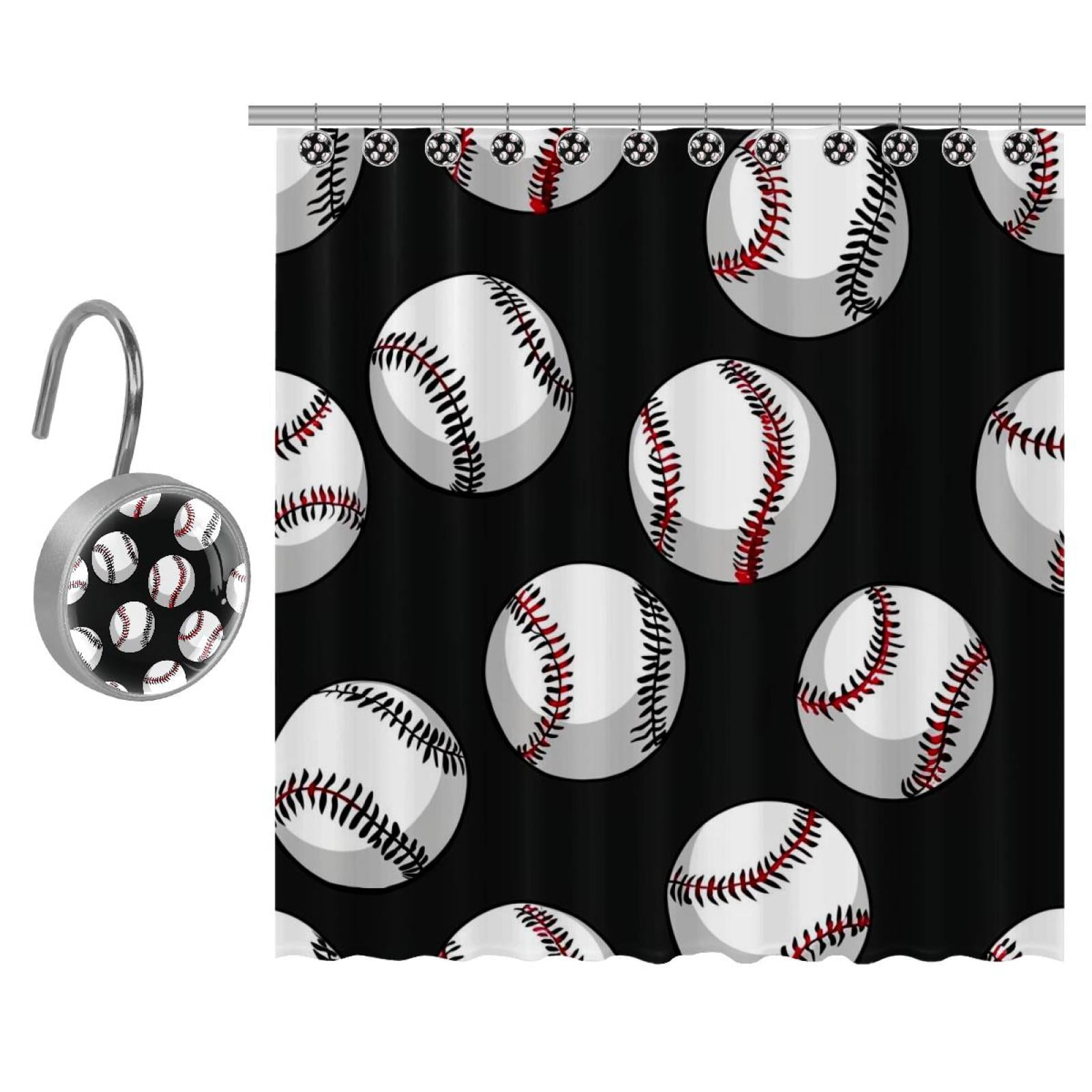 Baseball Ball Background Shower Curtain, Cloth Fabric Bathroom Decor ...