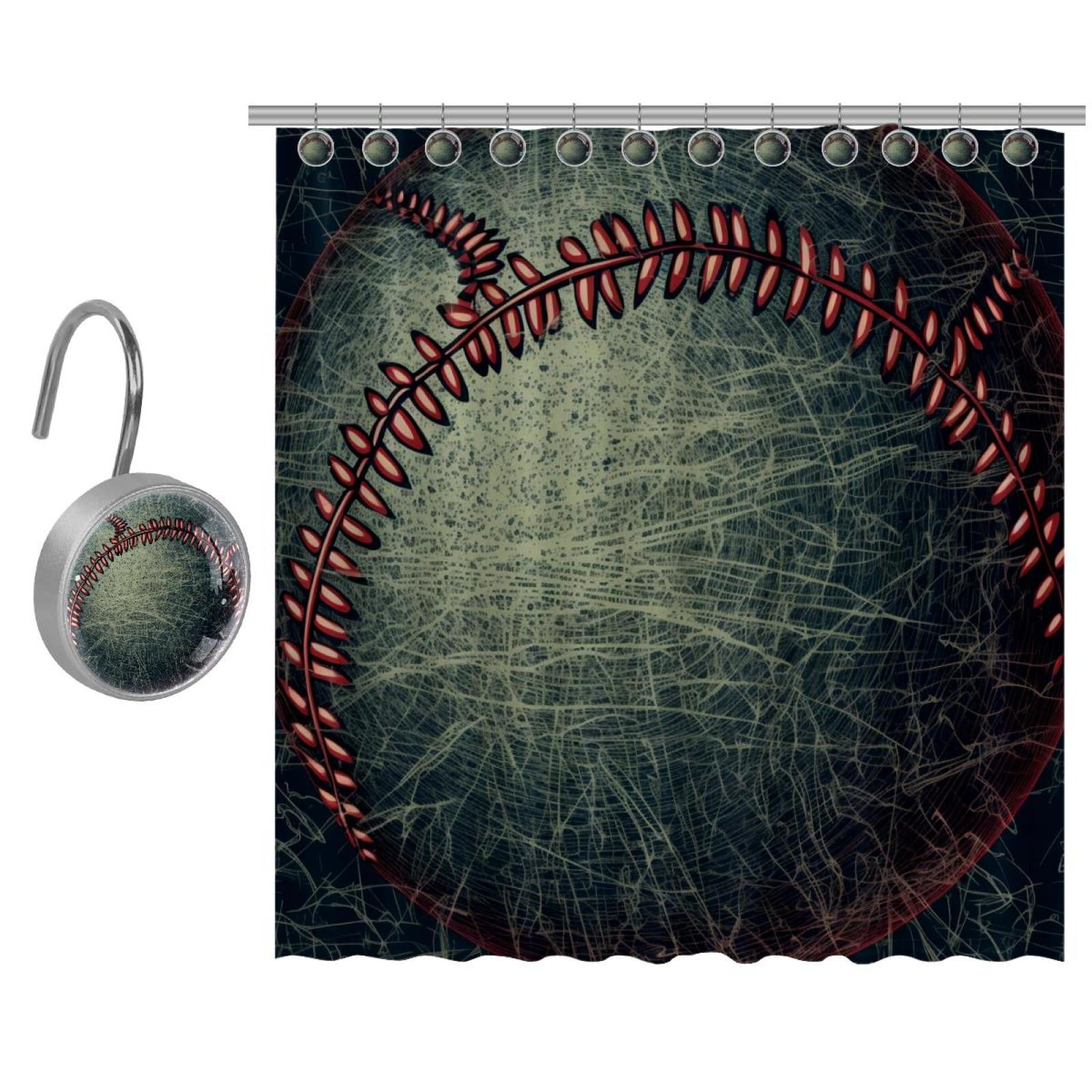 Baseball Ball Background Shower Curtain, Cloth Fabric Bathroom Decor ...