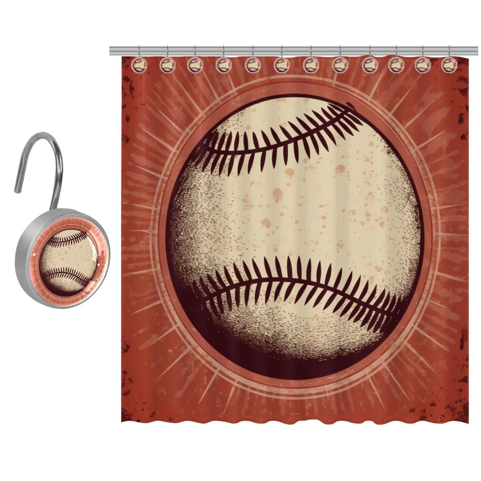 Baseball Ball Background Shower Curtain, Cloth Fabric Bathroom Decor ...