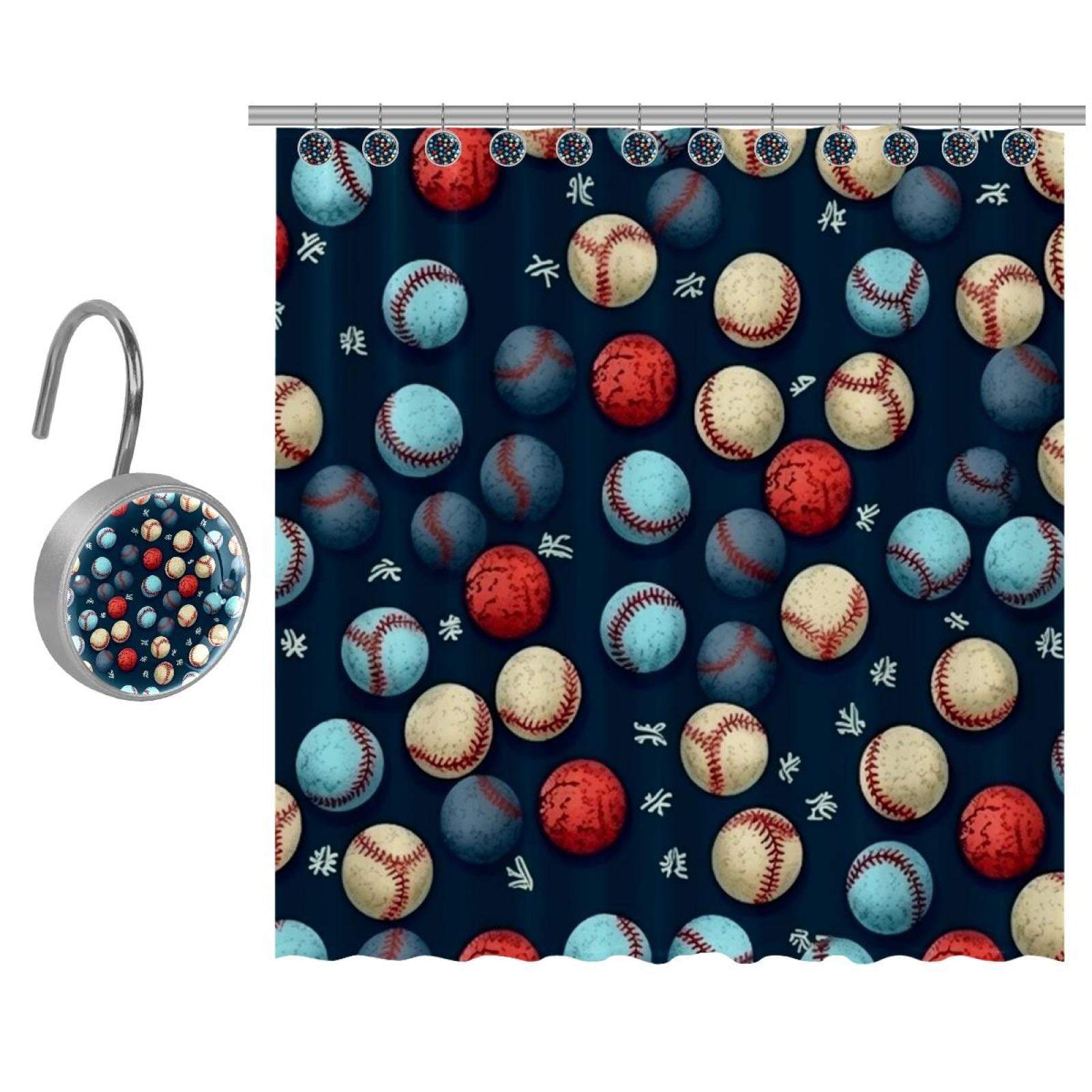 Baseball Ball Background Shower Curtain Set for Bathroom - Walmart.com
