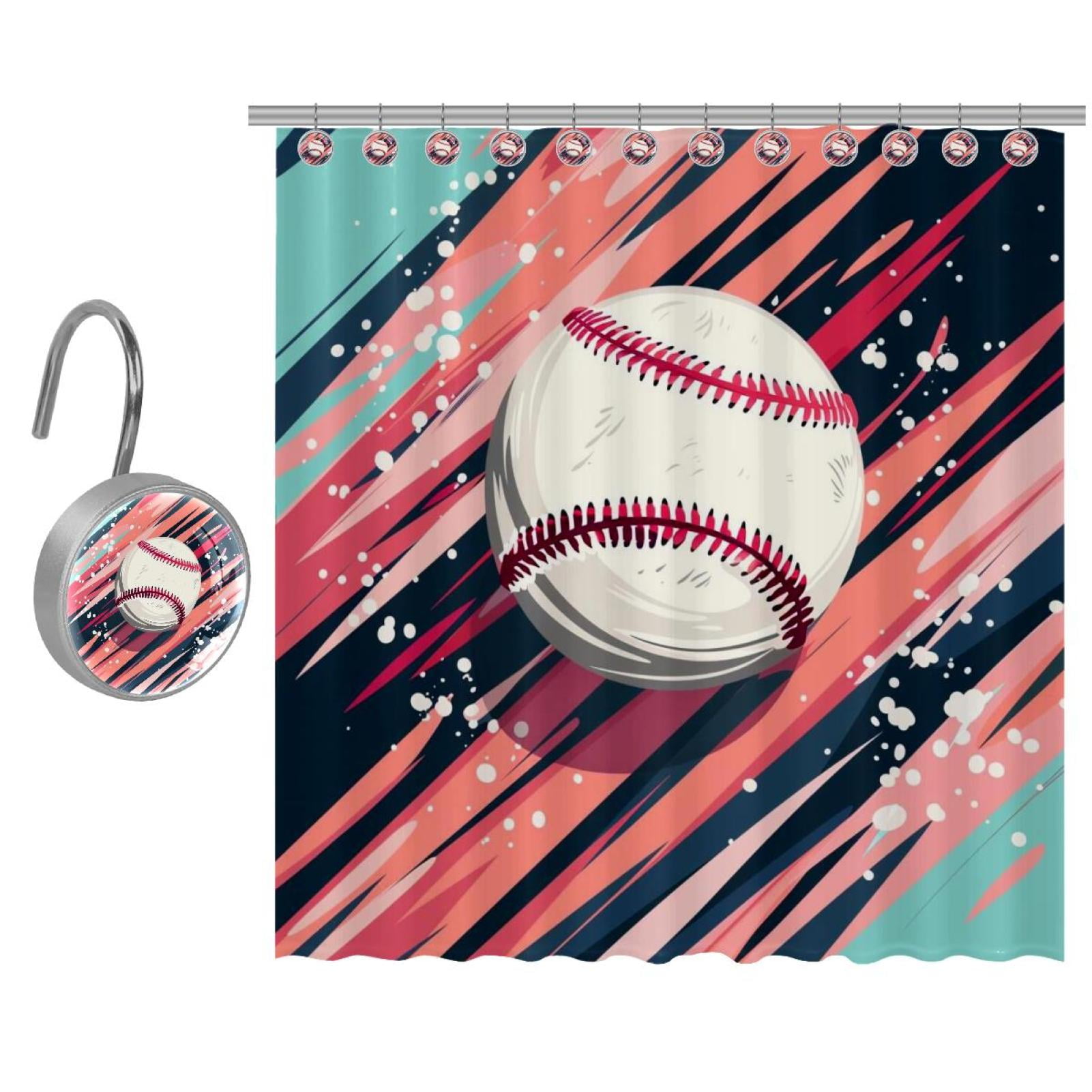 Baseball Ball Background Shower Curtain Set for Bathroom - Walmart.com