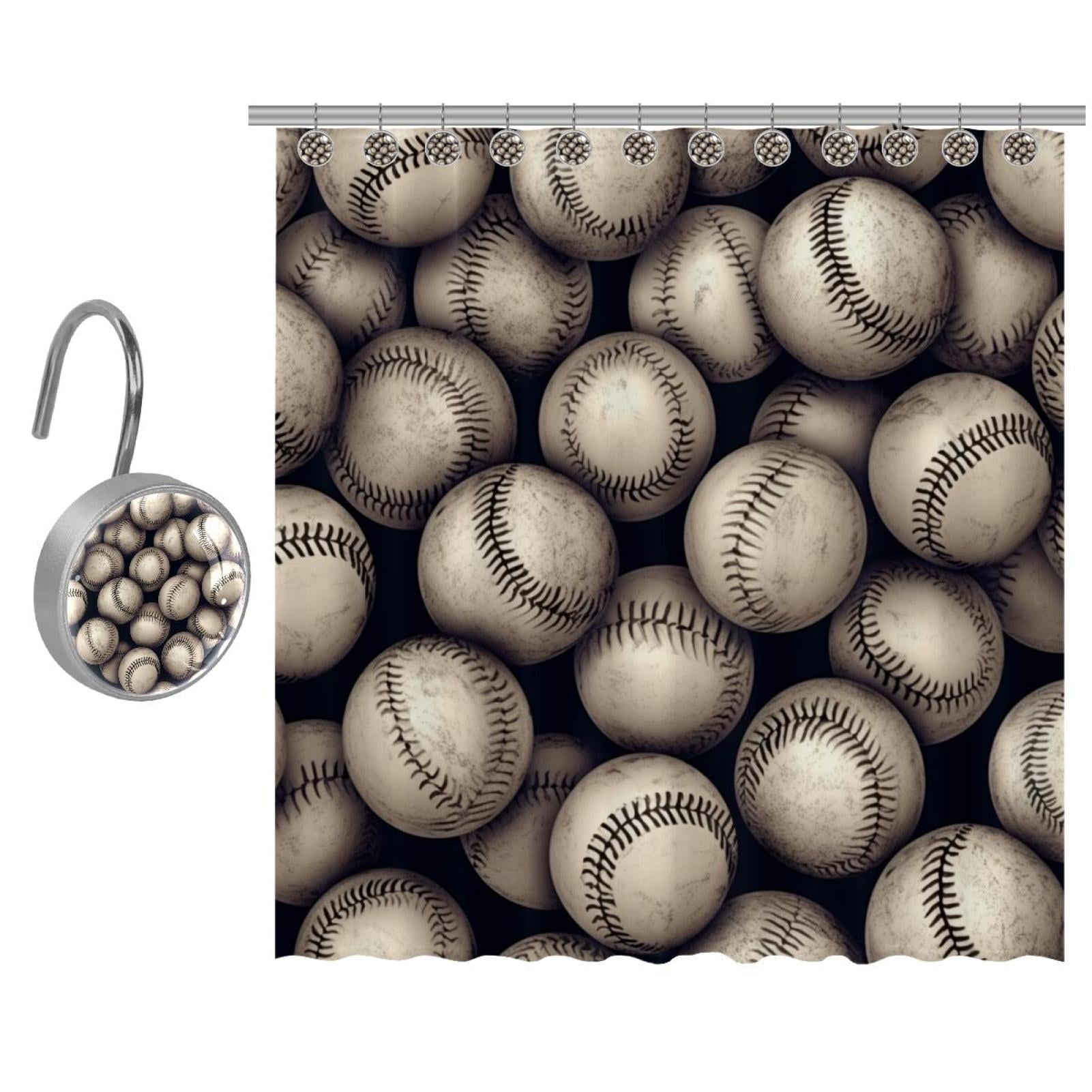 Baseball Ball Background Shower Curtain Set for Bathroom - Walmart.com