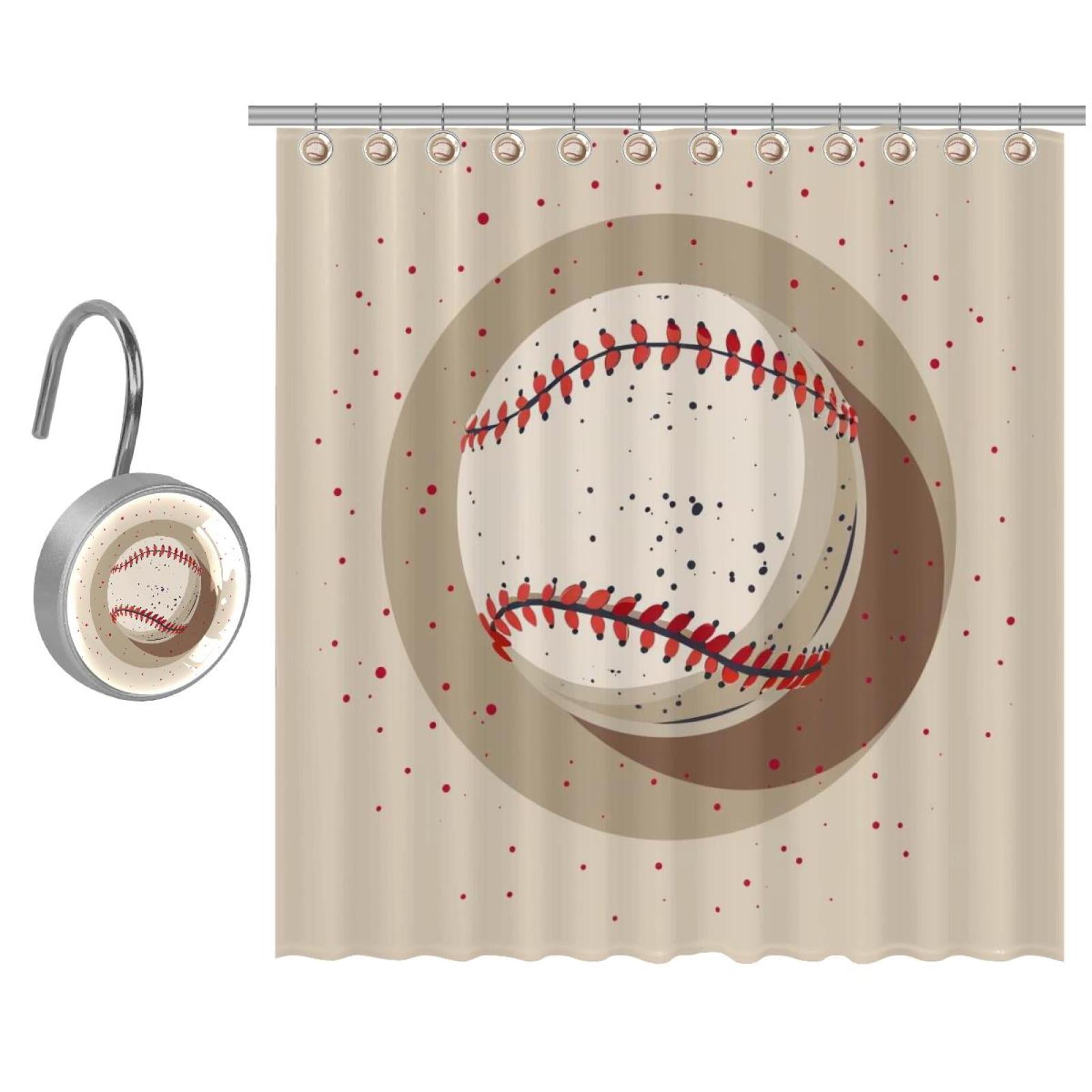 Baseball Ball Background Shower Curtain Set for Bathroom - Walmart.com