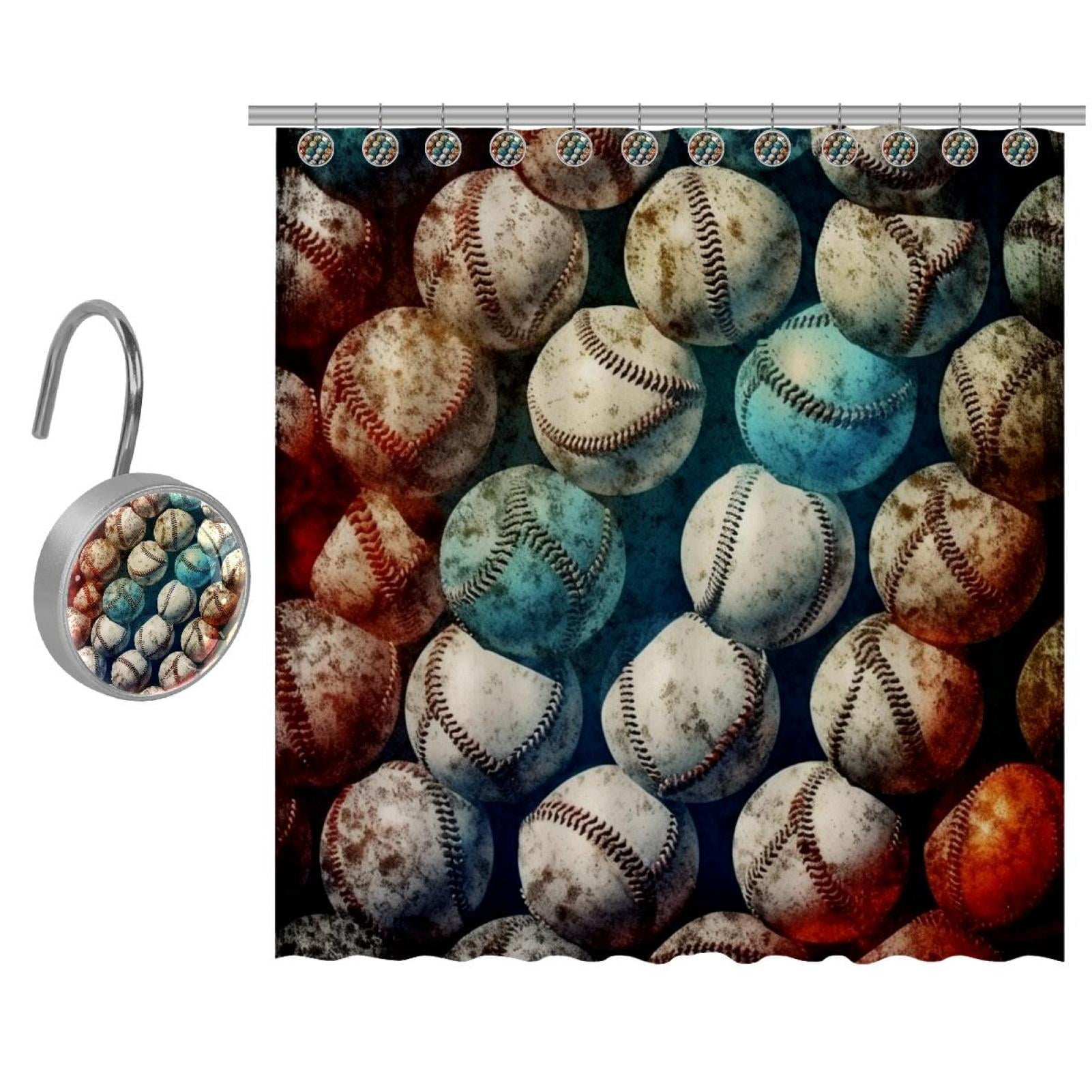 Baseball Ball Background Shower Curtain Set for Bathroom - Walmart.com