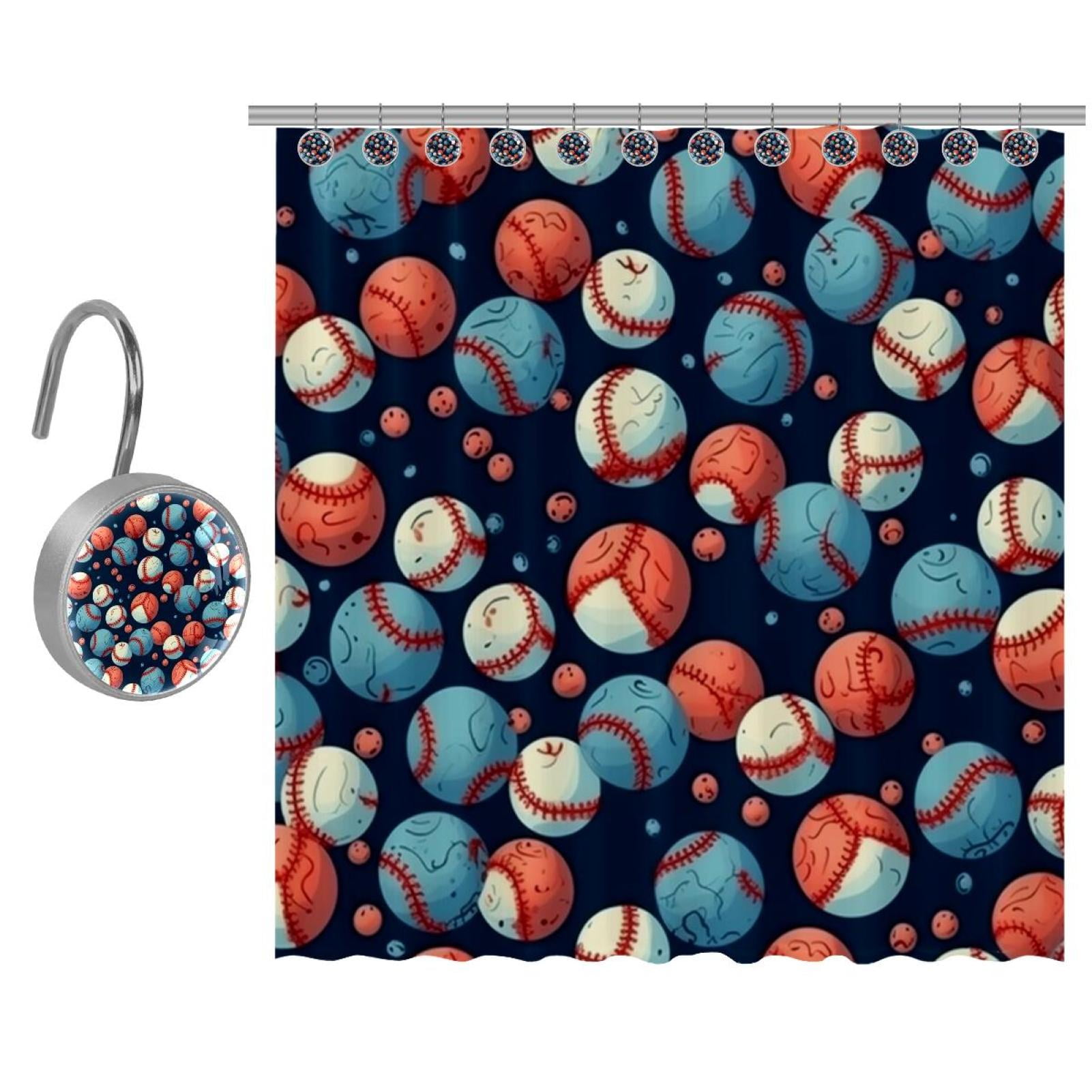 Baseball Ball Background Shower Curtain Set for Bathroom - Walmart.com
