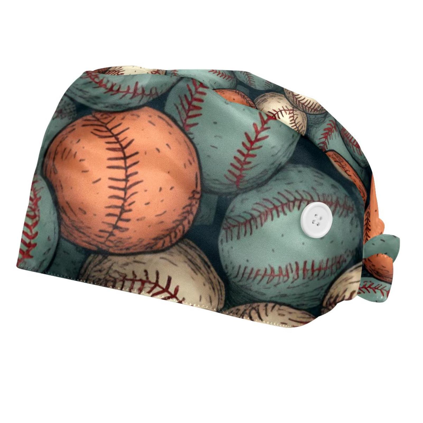 Baseball Ball Background Working Cap with Button, Cotton Working Hat ...