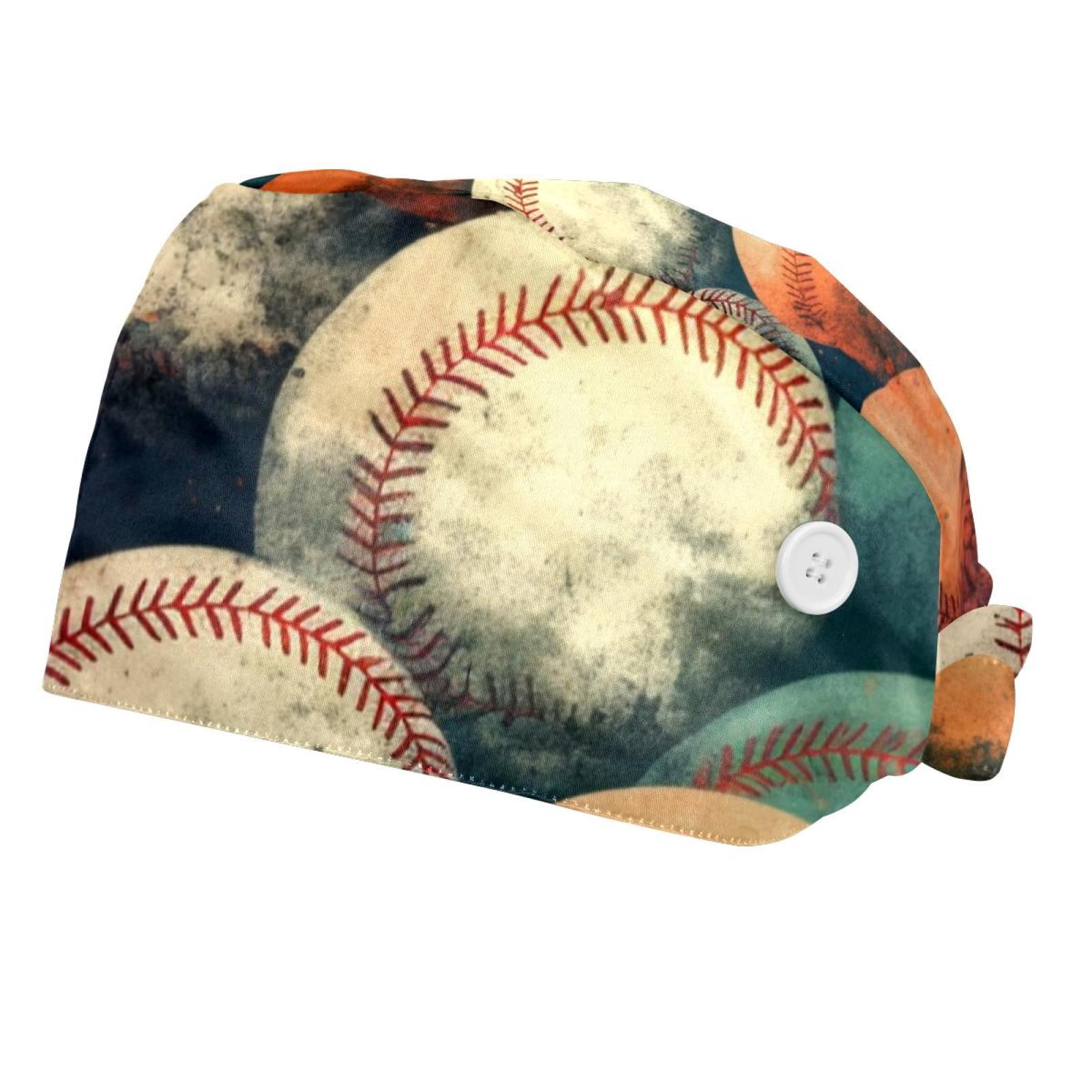 Baseball Ball Background Working Caps with Buttons,One Size,2 Packs ...