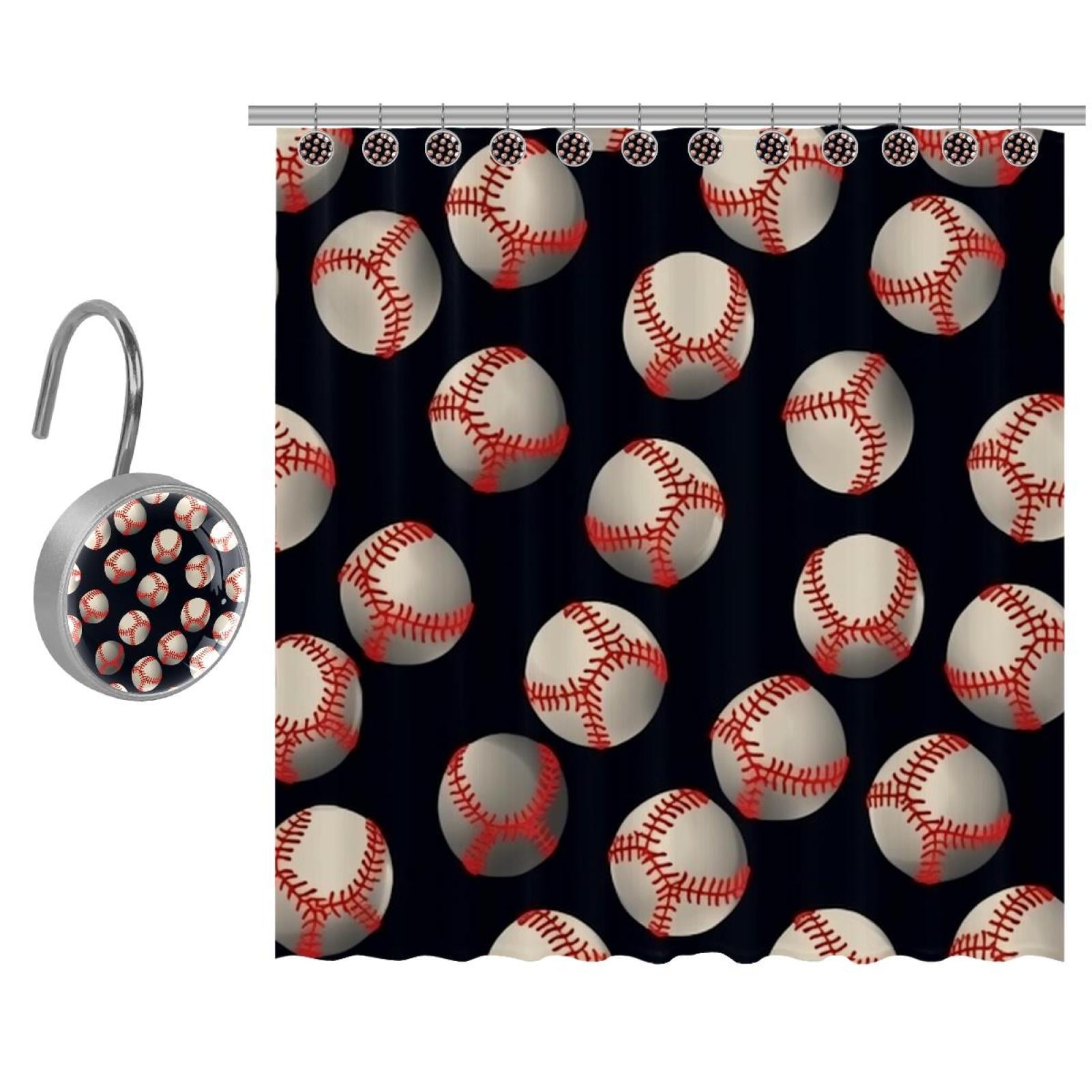 Baseball Ball Background Shower Curtain, Bathroom Beach Decorations ...