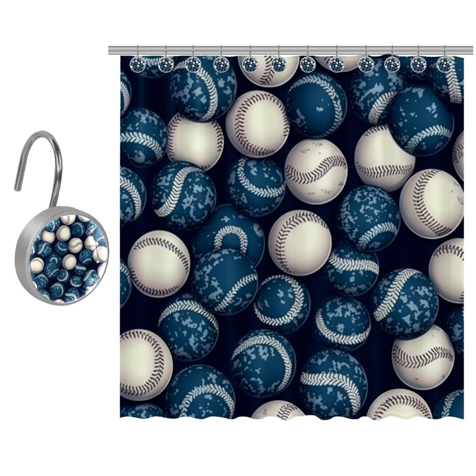 Baseball Ball Background Shower Curtain, Bathroom Beach Decorations ...