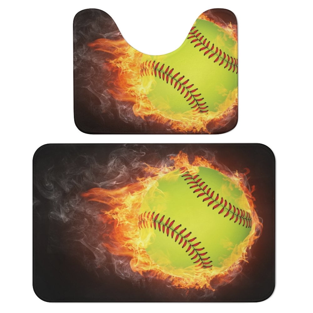 Baseball Ball Bathroom Rugs Set 2 Pieces, Bathroom Set - Quick Drying ...