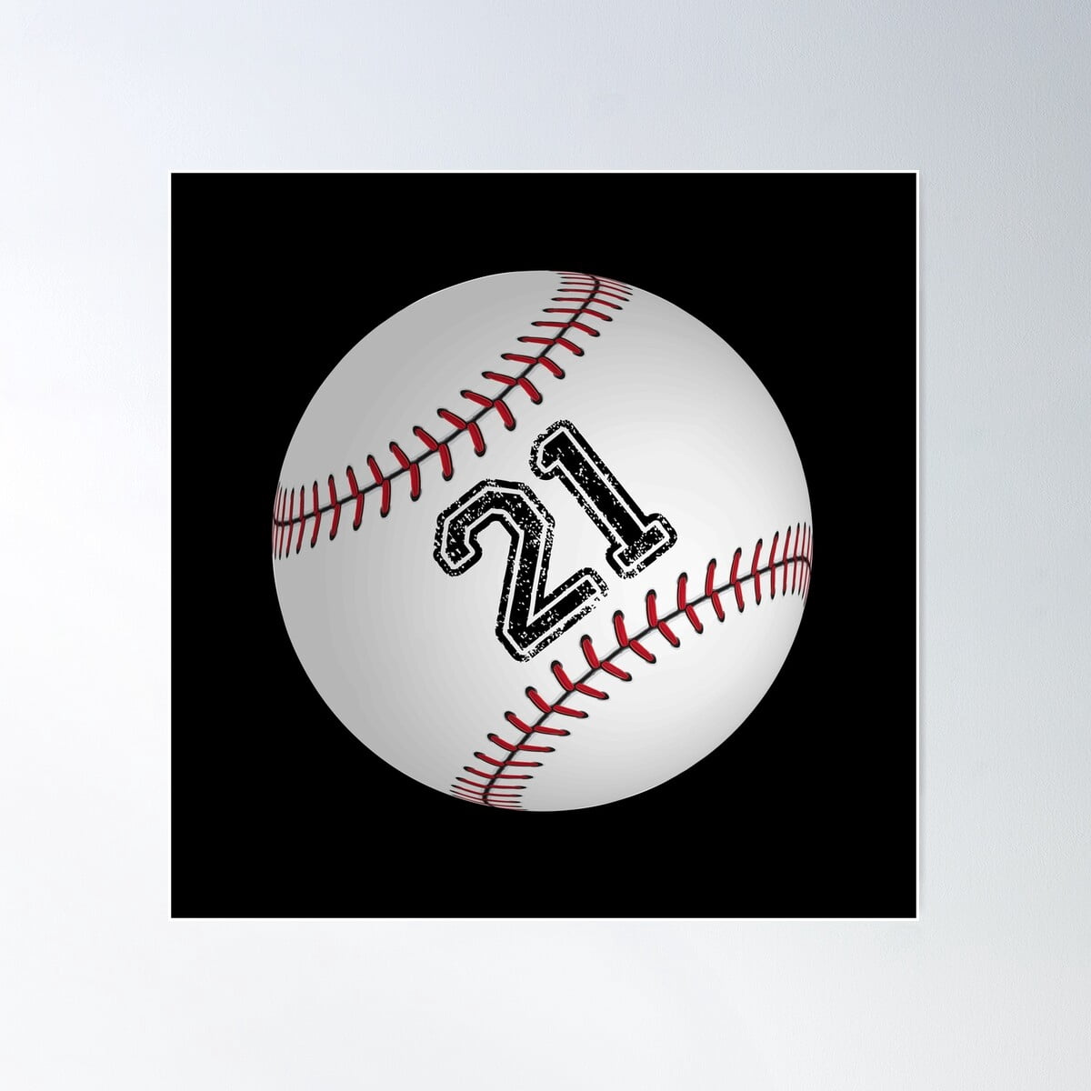 Baseball Ball Number 21, Twenty One Poster Wall Art, Modern Wall Decor ...