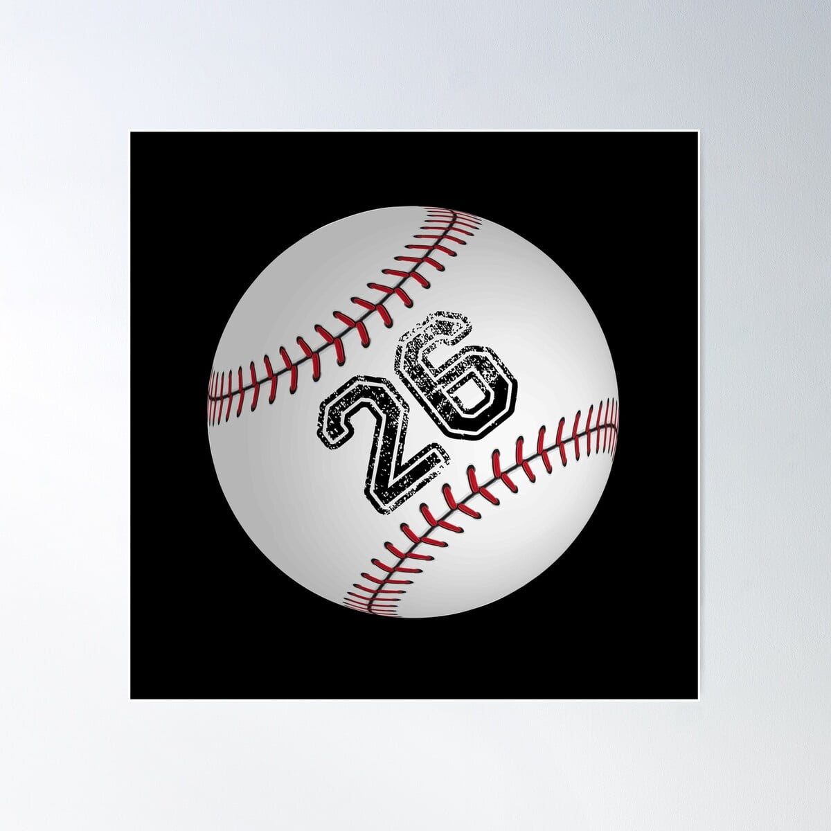 Baseball Ball Number 26, Twenty Six Poster Wall Art, Modern Wall Decor ...