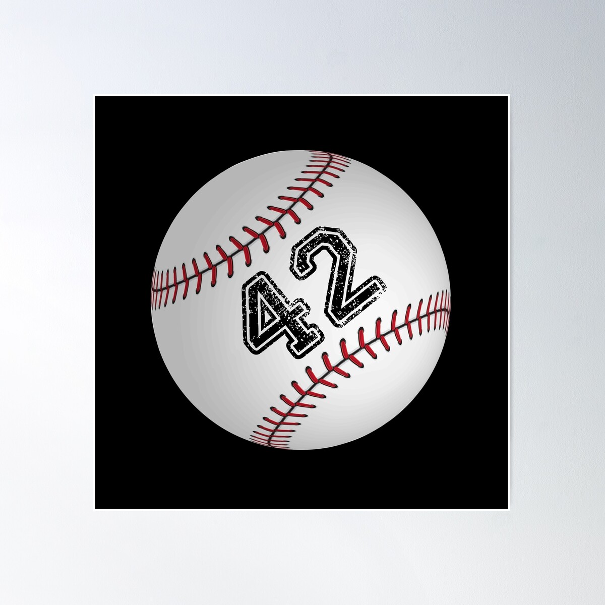 Baseball Ball Number 42, Forty Two Poster Wall Art, Modern Wall Decor ...