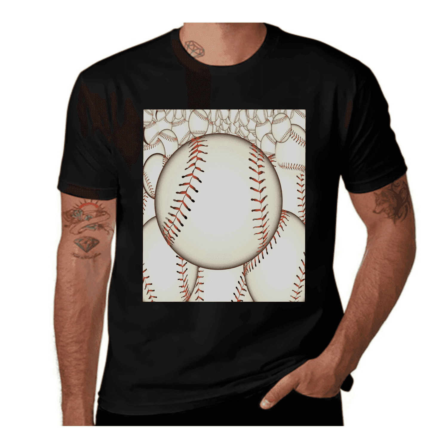 Baseball Ball Pattern-Baseball-Cream-Red Casual Streetwea Everyday ...