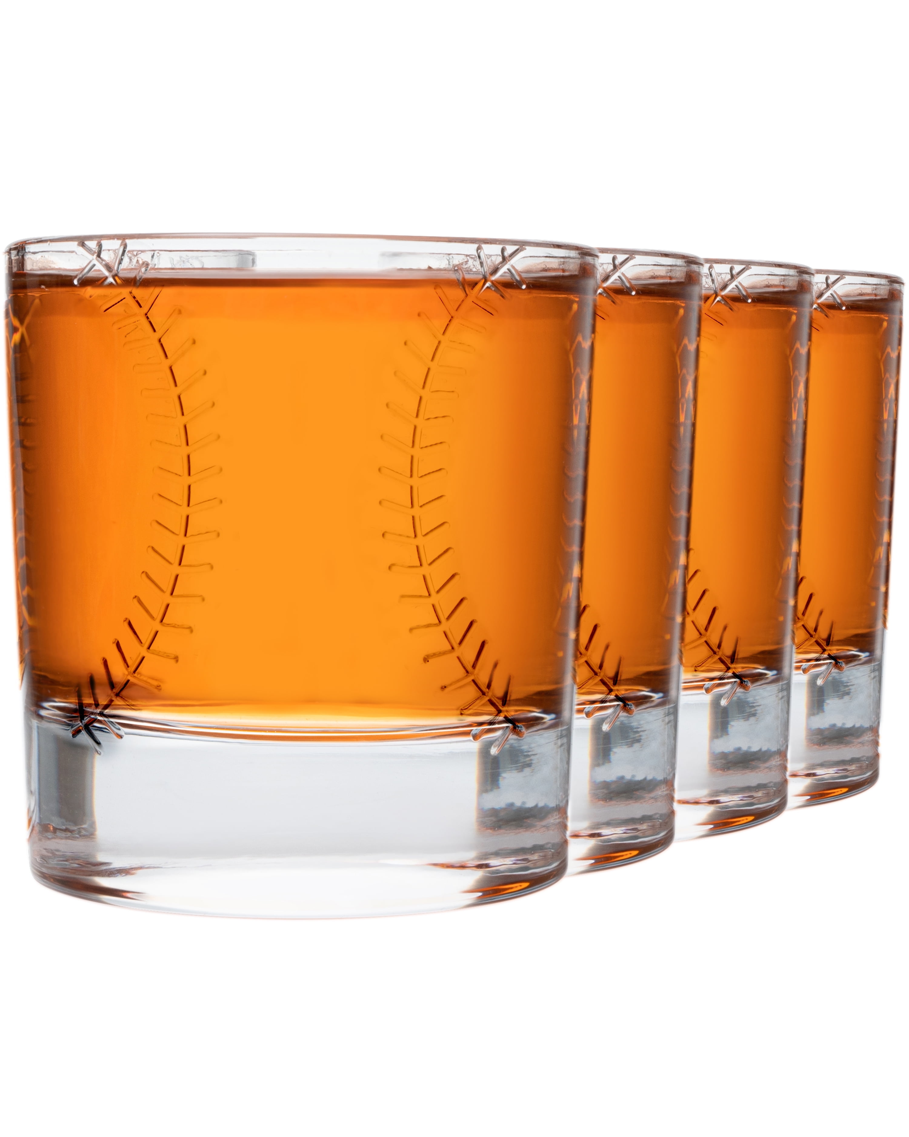 Baseball Ball Whiskey Glass Set of 4. Unique Gift for Men, Home Bar ...
