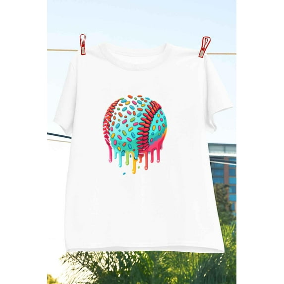Baseball Ball With Ice Cream Sprinkles For School Fun Unisex T-Shirt up ...