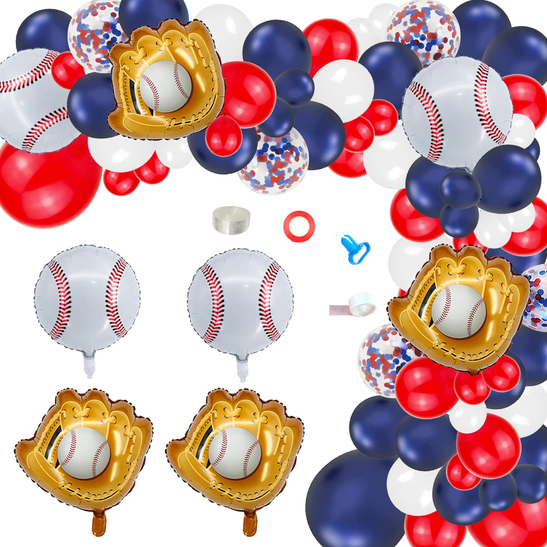 Baseball Balloon Arch Garland,146 RRF12 Pcs Baseball Aluminum foil ...