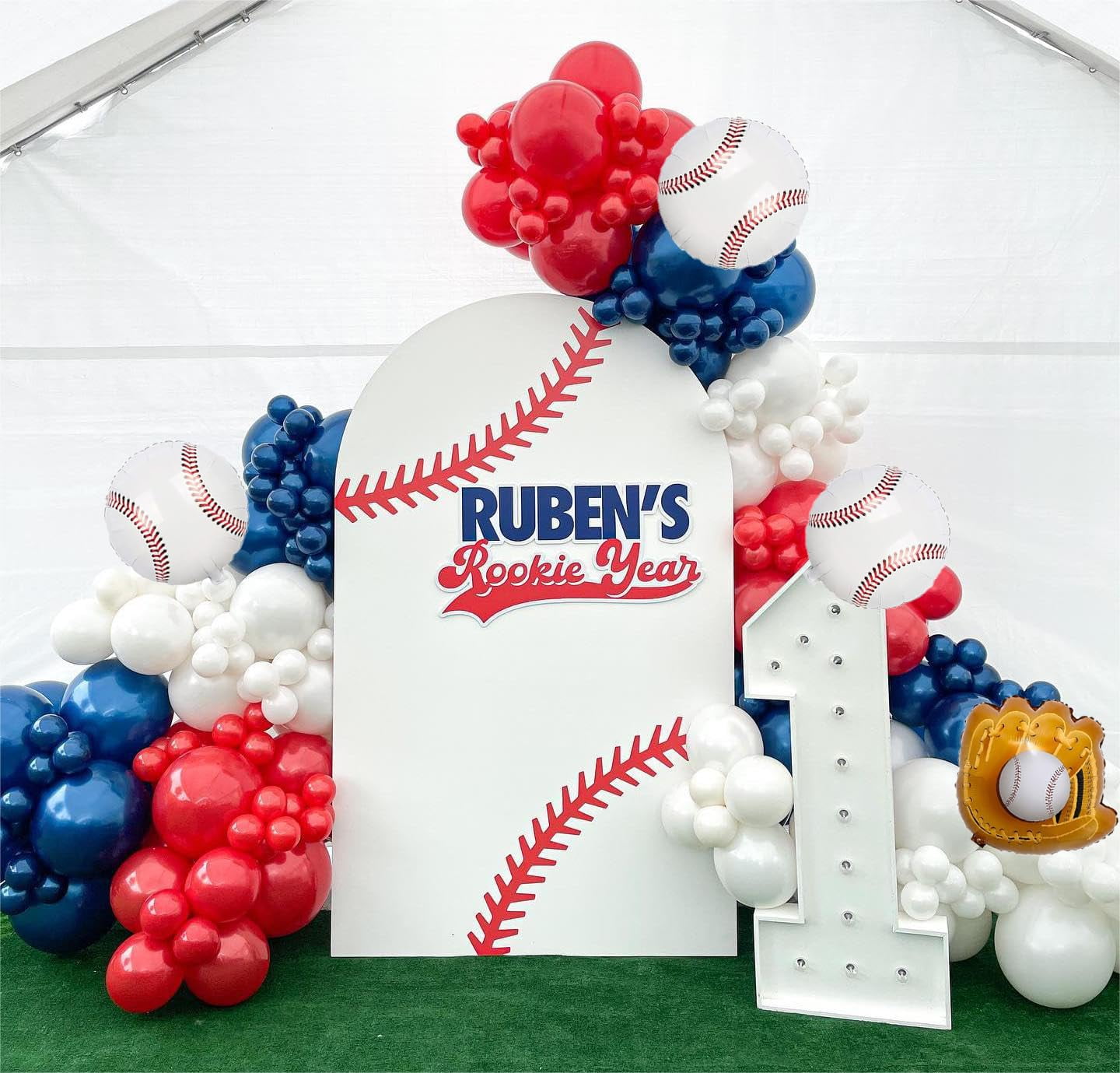 Baseball Balloon Arch Garland Kit - Red White and Blue Balloon Arch ...