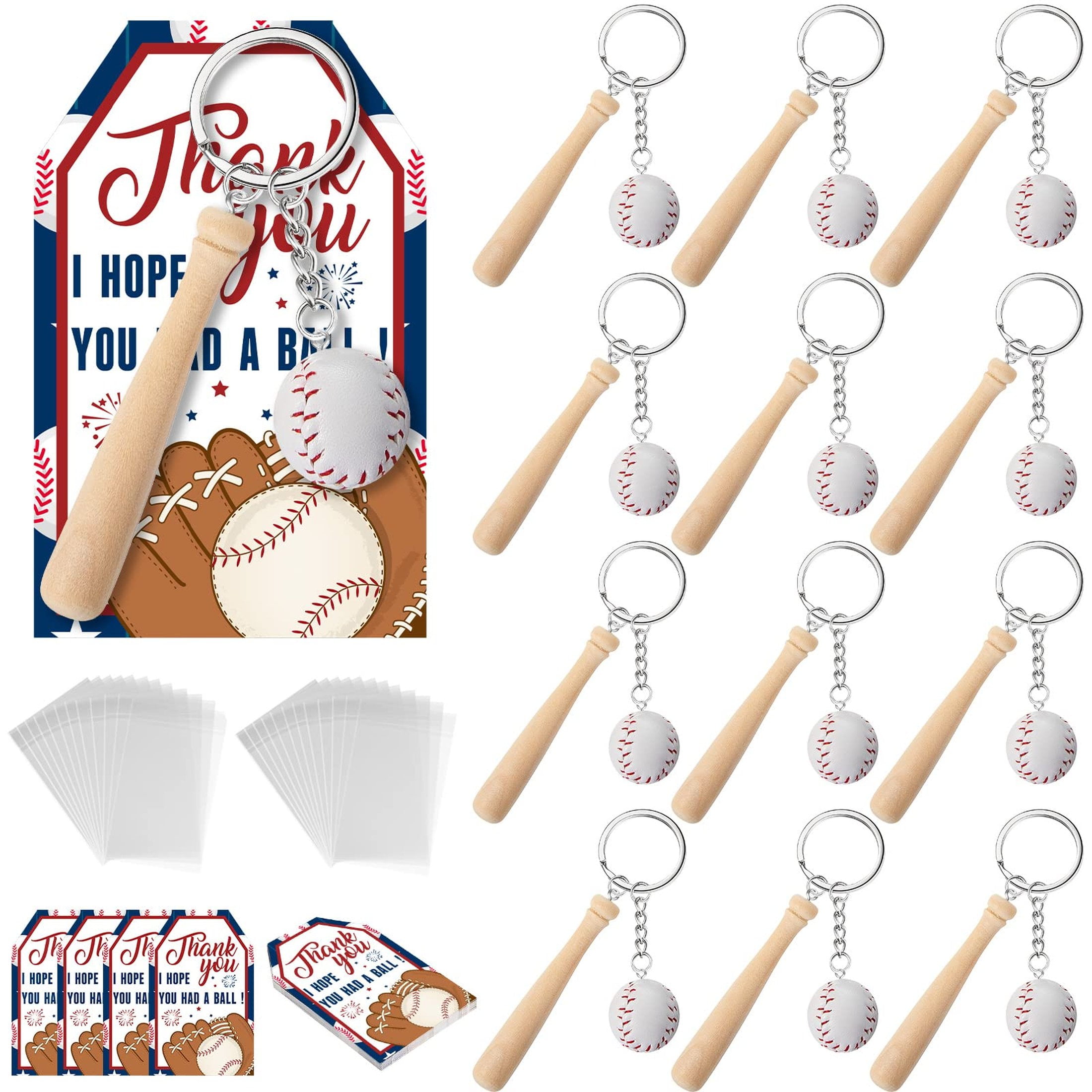 Baseball Bash Party Kit: Wooden Bat, Baseball Keychain, Thank You Cards ...