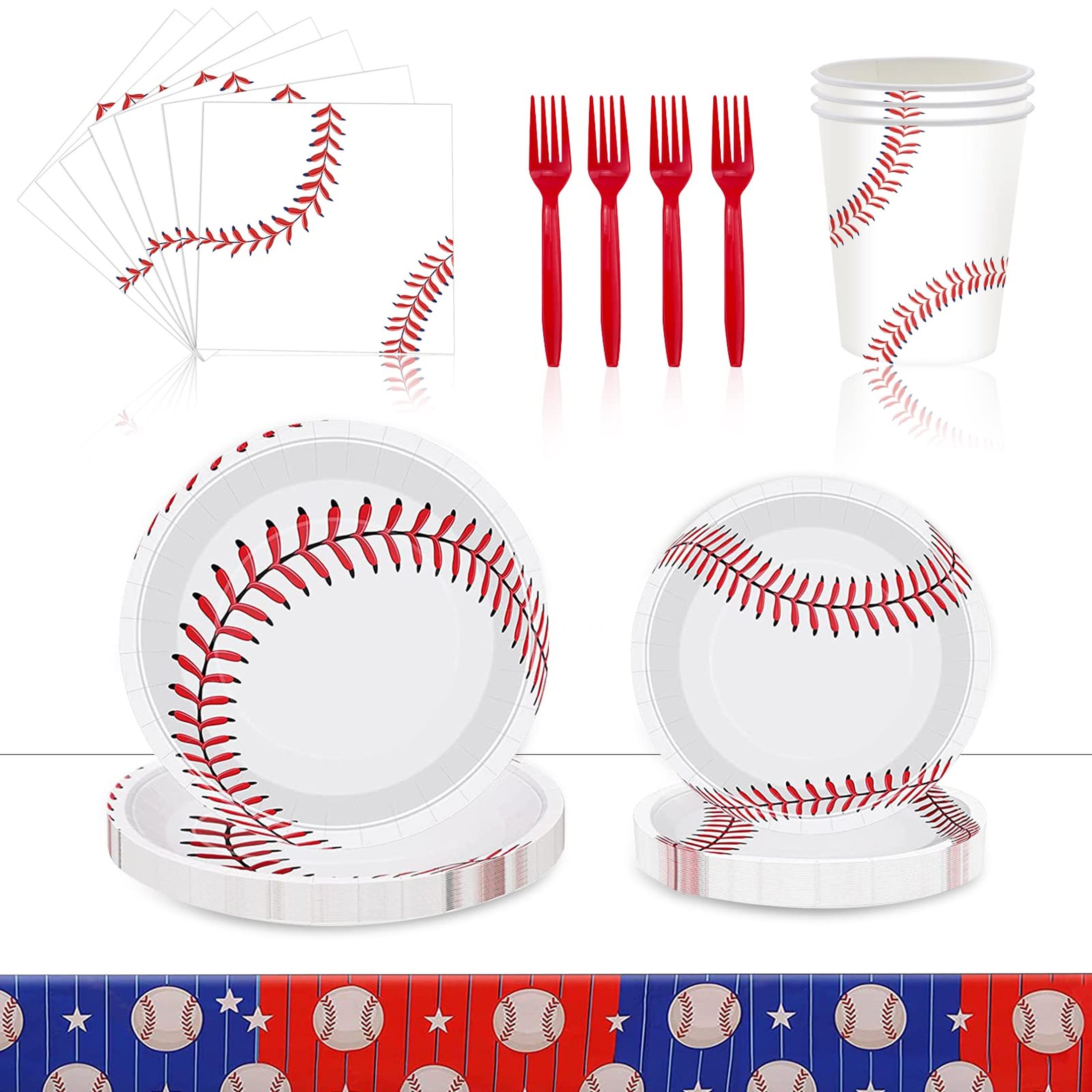 Baseball Bash Party Pack - 101PCS Baseball Birthday Dinnerware Set for ...