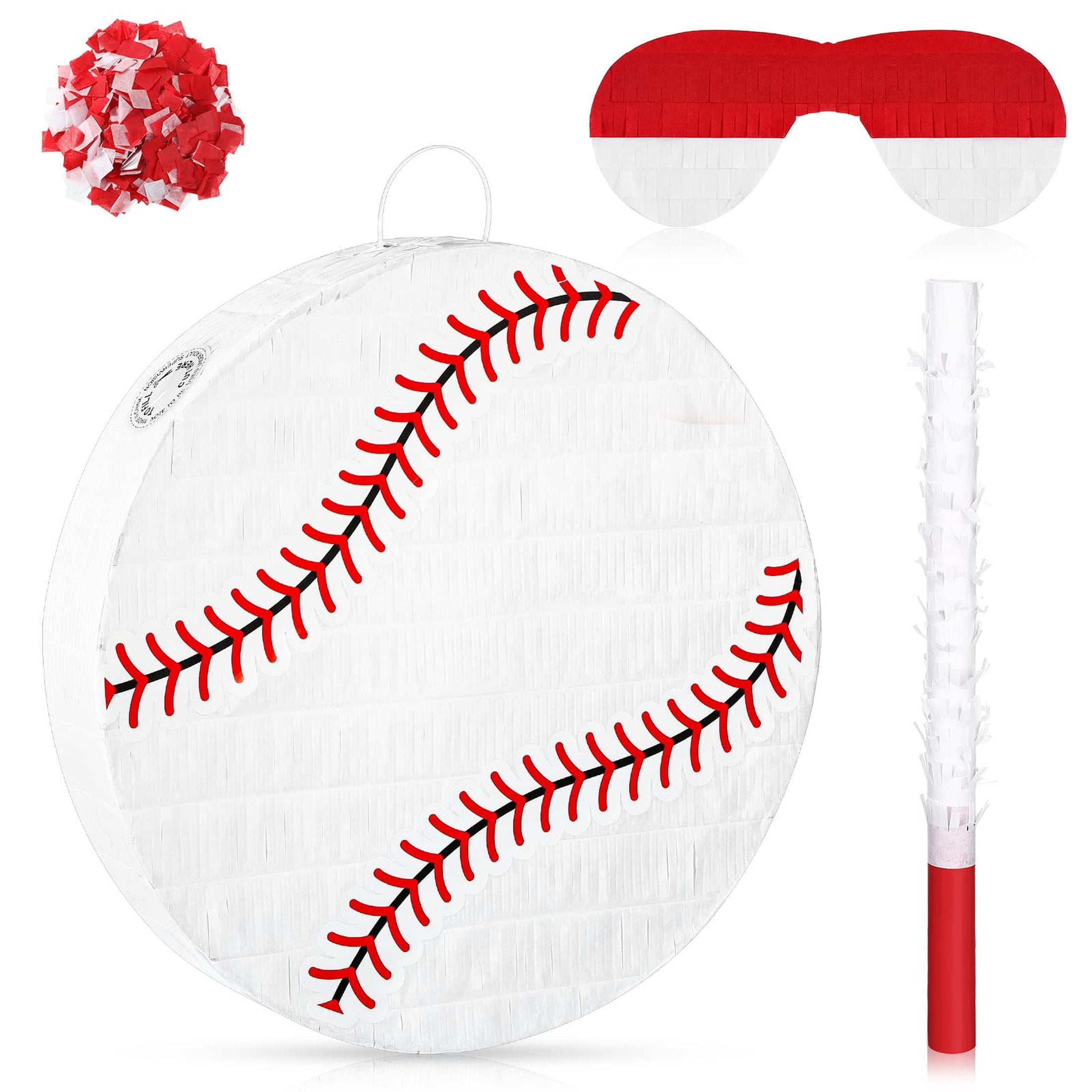 Baseball Bash Pinata Kit - 16" Baseball Pinata with Stick, Blindfold ...