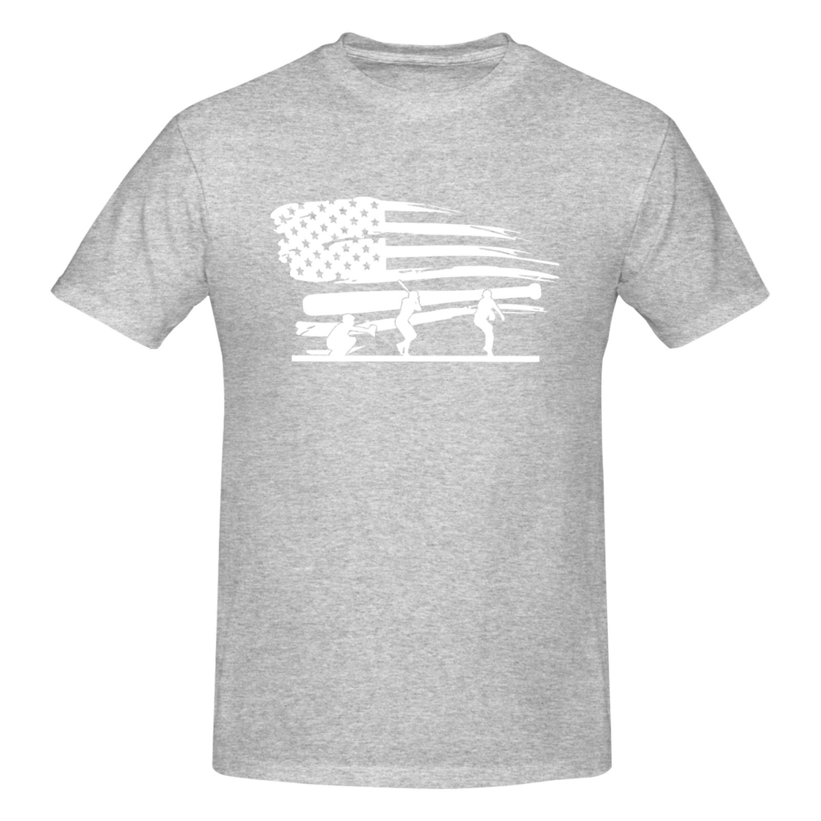 Baseball Bat American Flag T-Shirt for Men Cotton Soft Breathable Slim ...