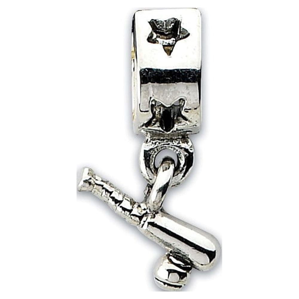 Baseball Bat & Ball Dangle Charm .925 Sterling Silver Antique ...