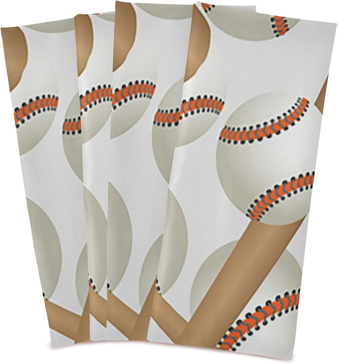 Baseball Bat Ball Dish Towels Set of 4, Cartoon Sports Washable Tea ...