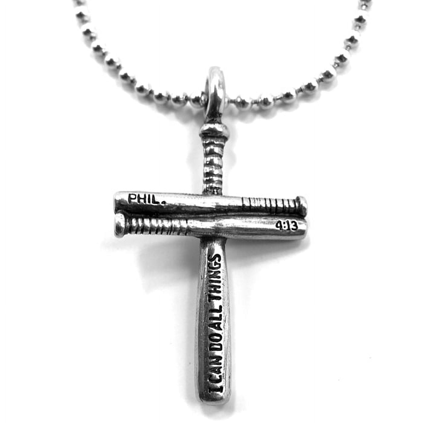 Baseball Bat Cross Necklace Small (club) Antique Silver Finish Lead ...
