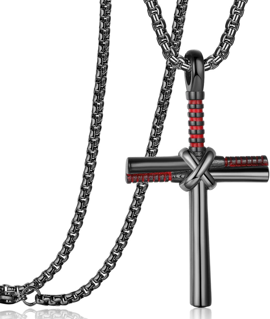 Baseball Bat Cross Pendant Necklace for Men Women with 24" Stainless ...