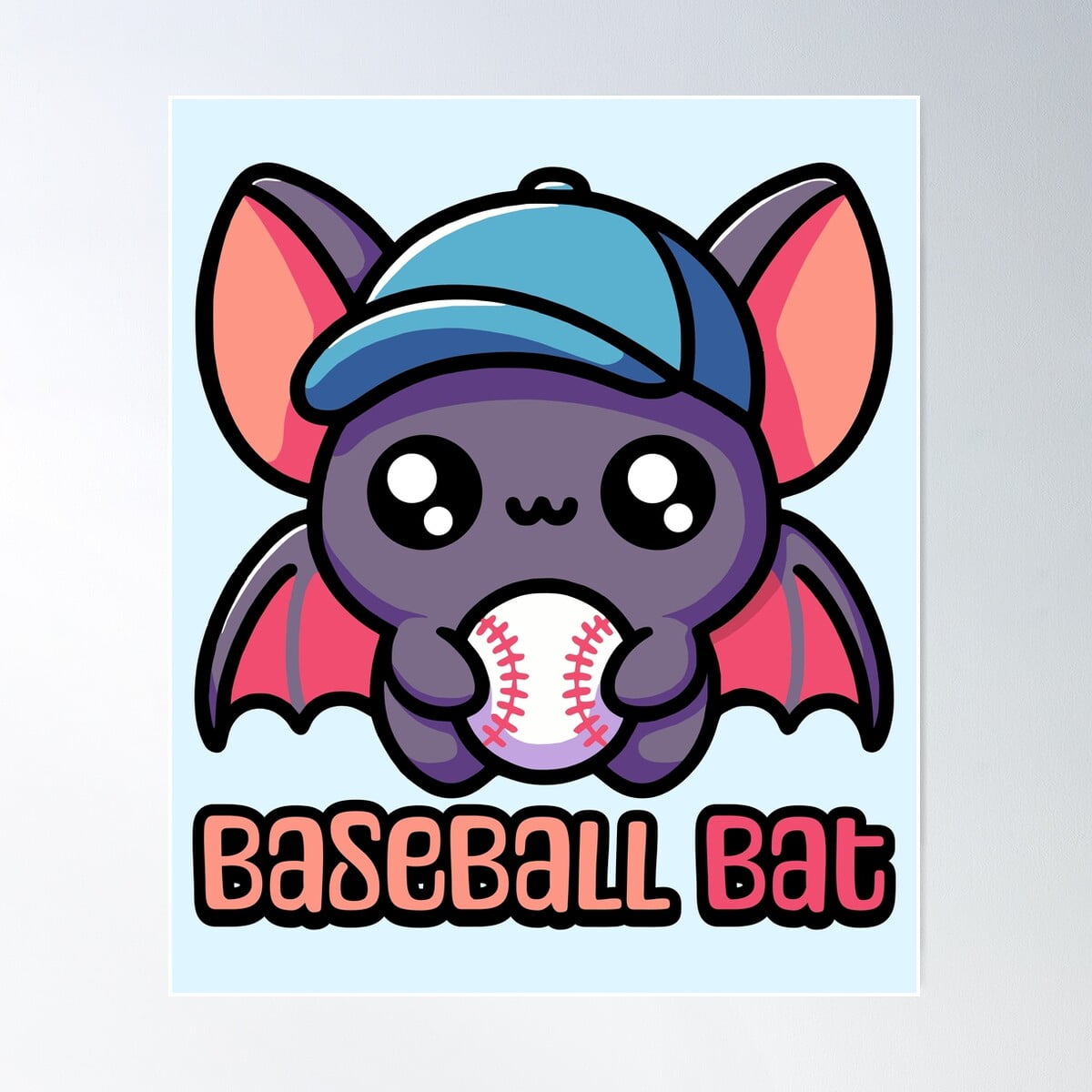 Baseball Bat! Cute Baseball Bat Pun Poster Wall Art, Modern Wall Decor ...