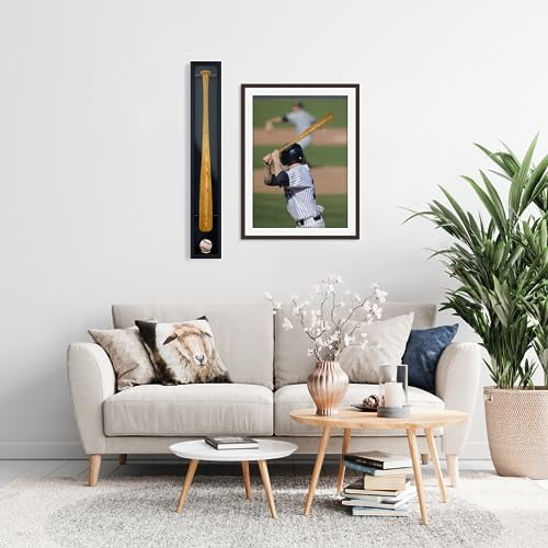 Baseball Bat Display Solid Wood Frame Ball Holder Stand Showcase ...