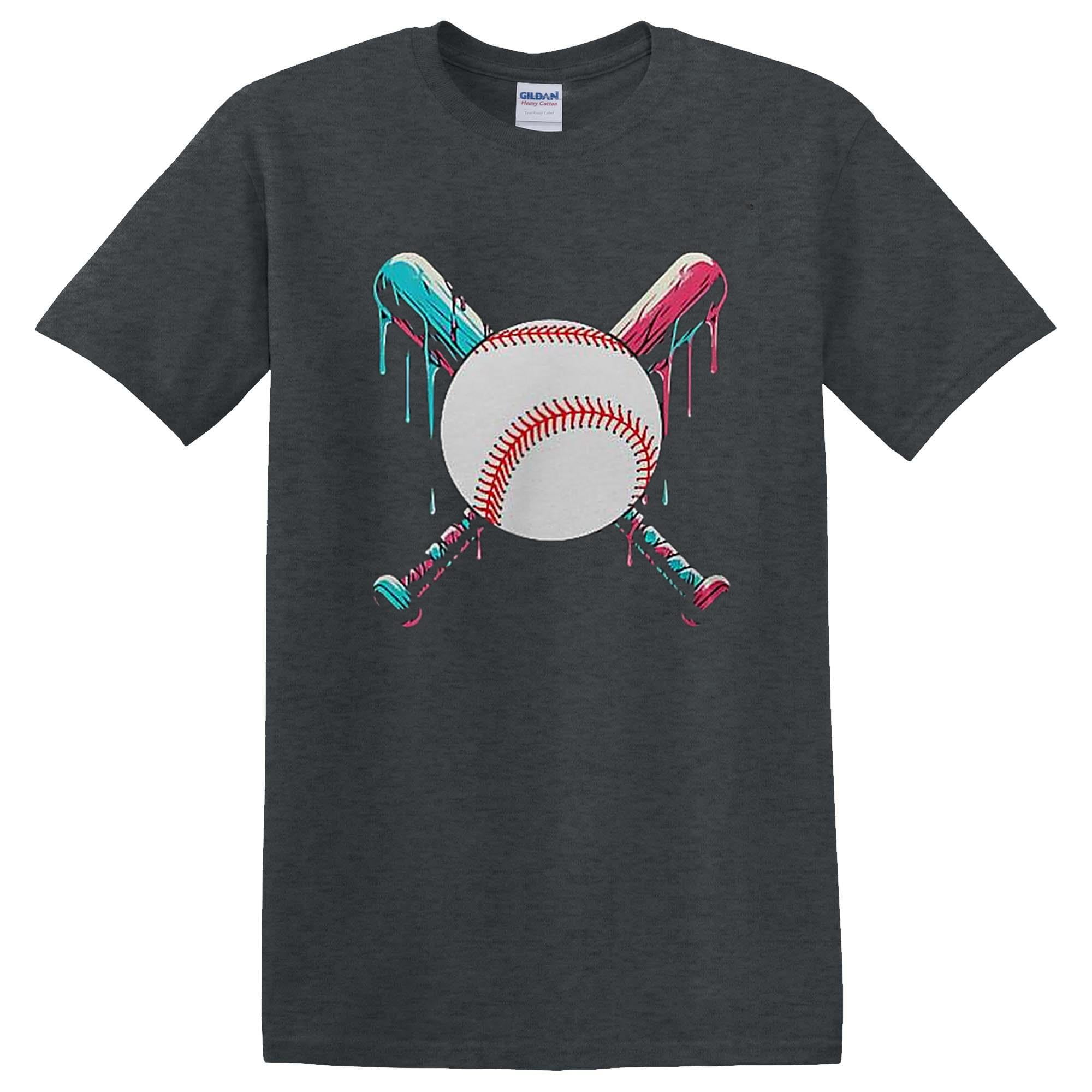 Baseball Bat Drip Melting Ice Cream Drippy Pocket Sports Fun Graphic T ...