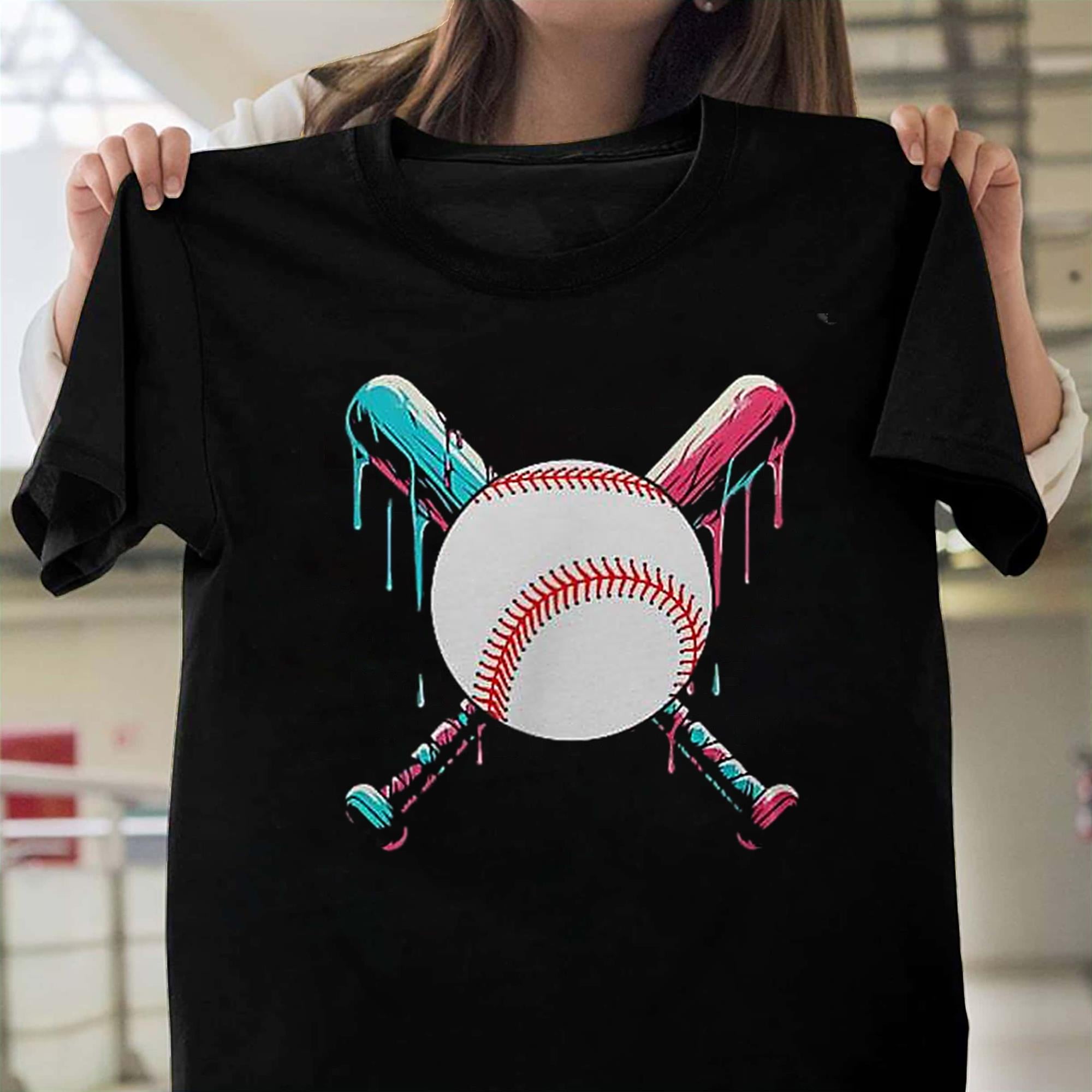 Baseball Bat Drip Melting Ice Cream Drippy Pocket Sports Fun Graphic T ...