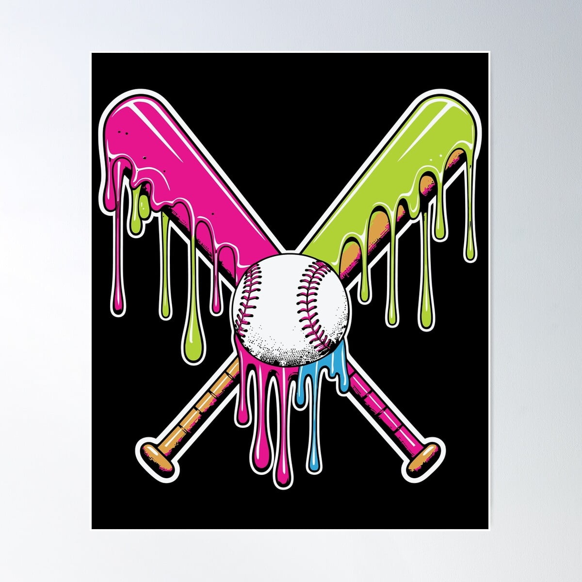 Baseball Bat Drip Poster Wall Art, Modern Wall Decor For Living Room ...