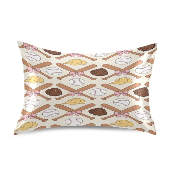 Baseball Bat Gloves Hat Bow Pattern Standard Size Satin Pillowcase 20 ...