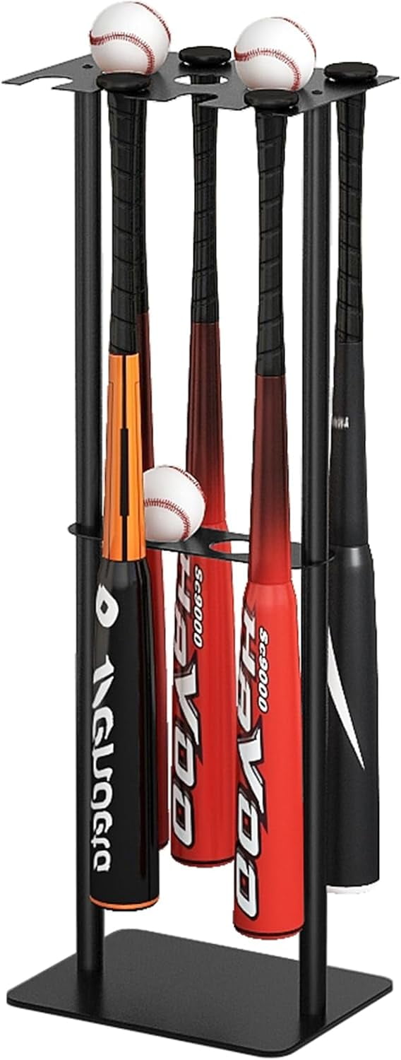 Baseball Bat Holder Stand 8 Bats 5 Balls, Black - Walmart.com