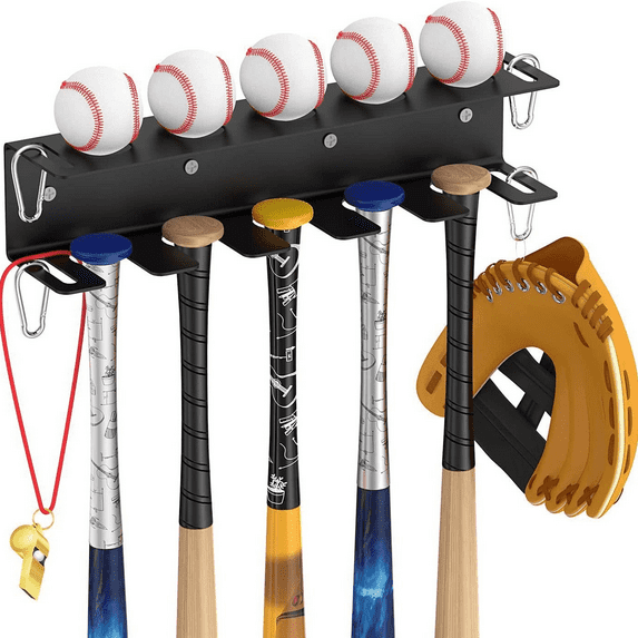Baseball Bat Holder Wall Mount,Baseball Bat Rack with 5 Count Games ...