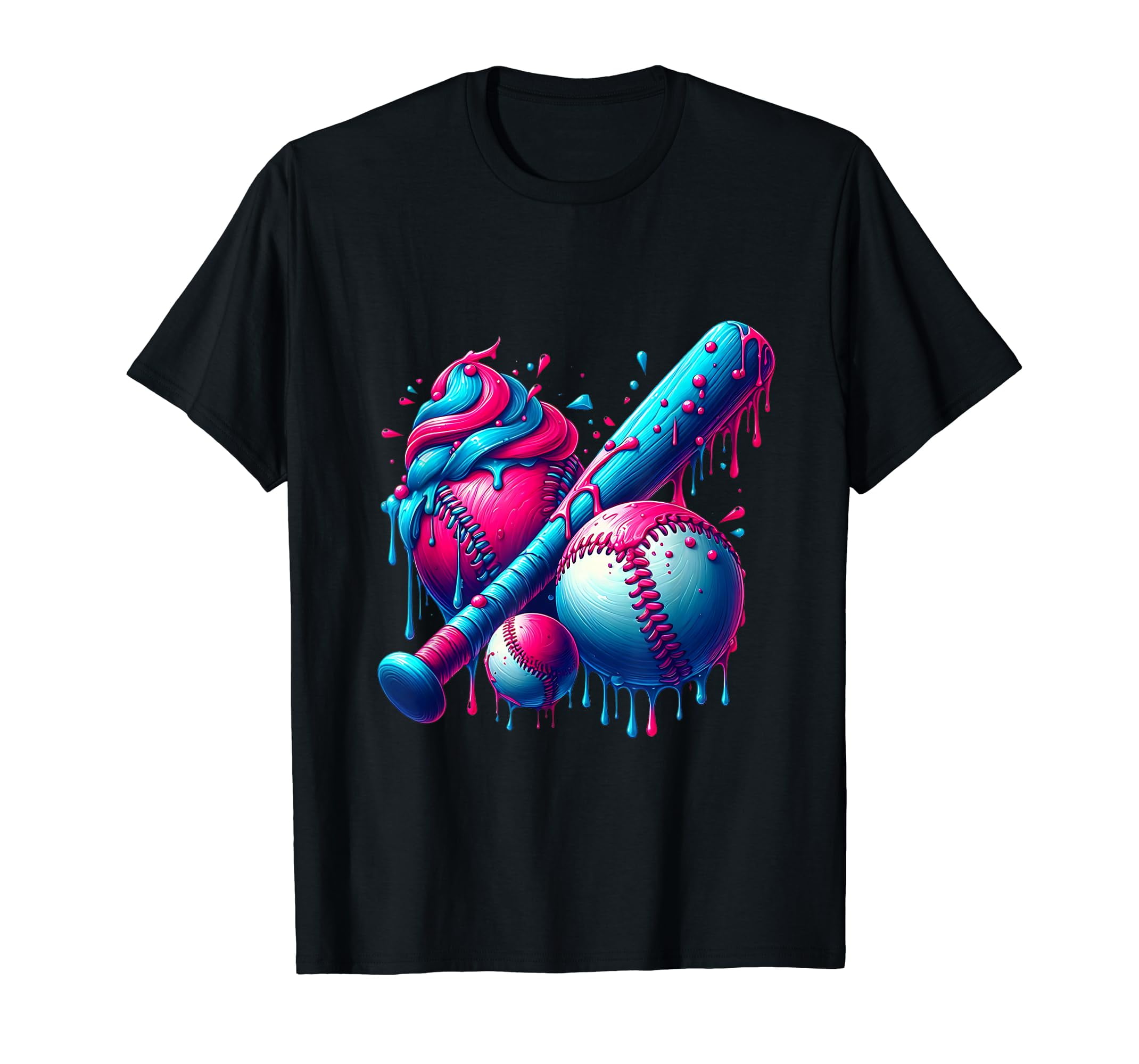 Baseball Bat Ice Cream Cone Watercolor for men and women. T-Shirt ...